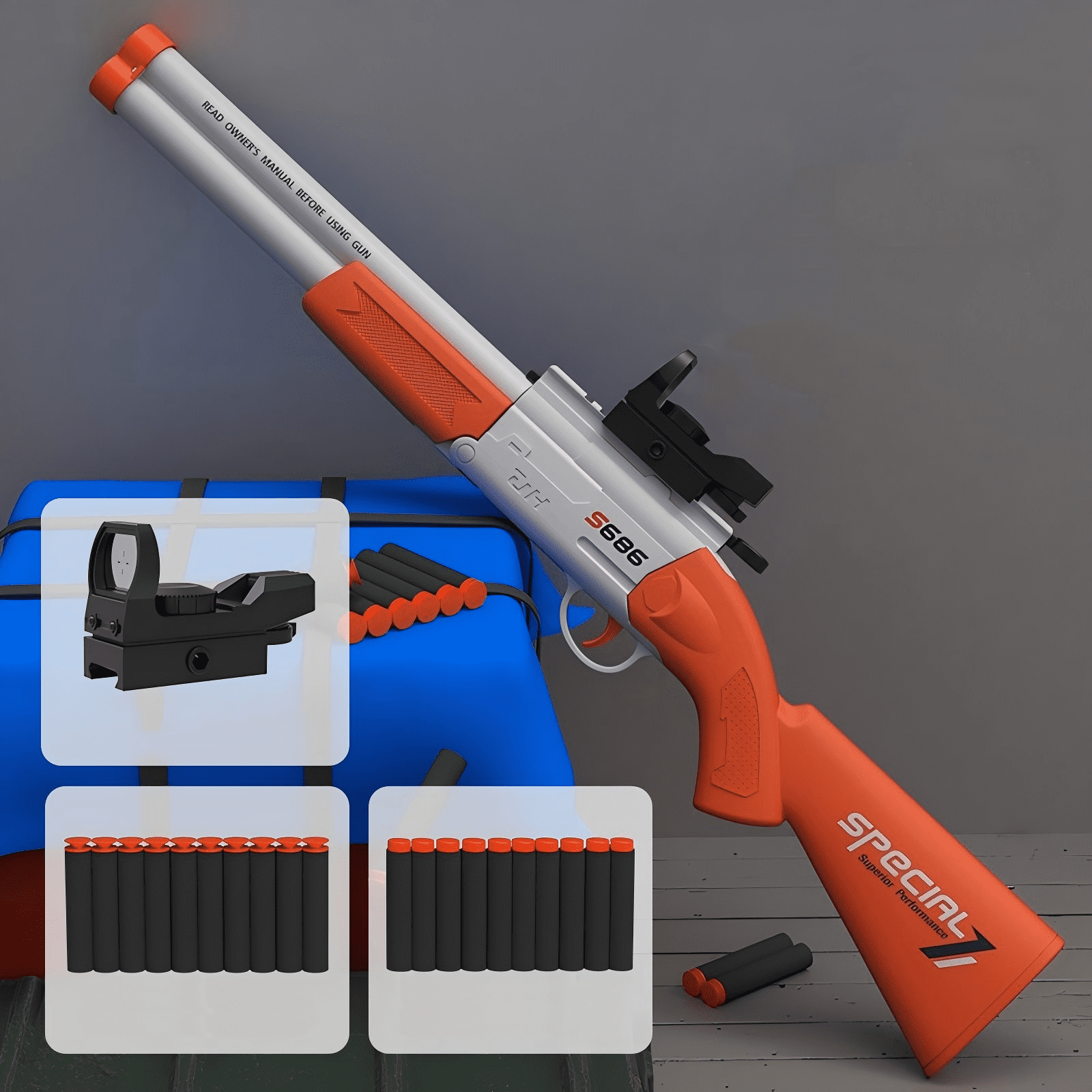 BIU BLASTER Manual Double Barrel Foam Dart Toy Gun – 25 Inch, Safe for ...