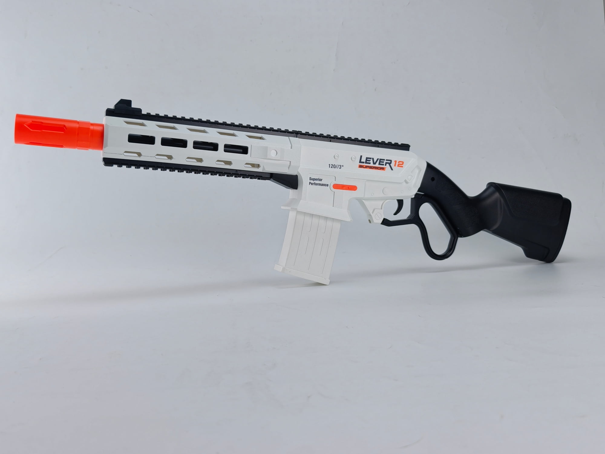 BIU BLASTER Lever Action Foam Dart Blaster, White/Orange, Manual Foam ...