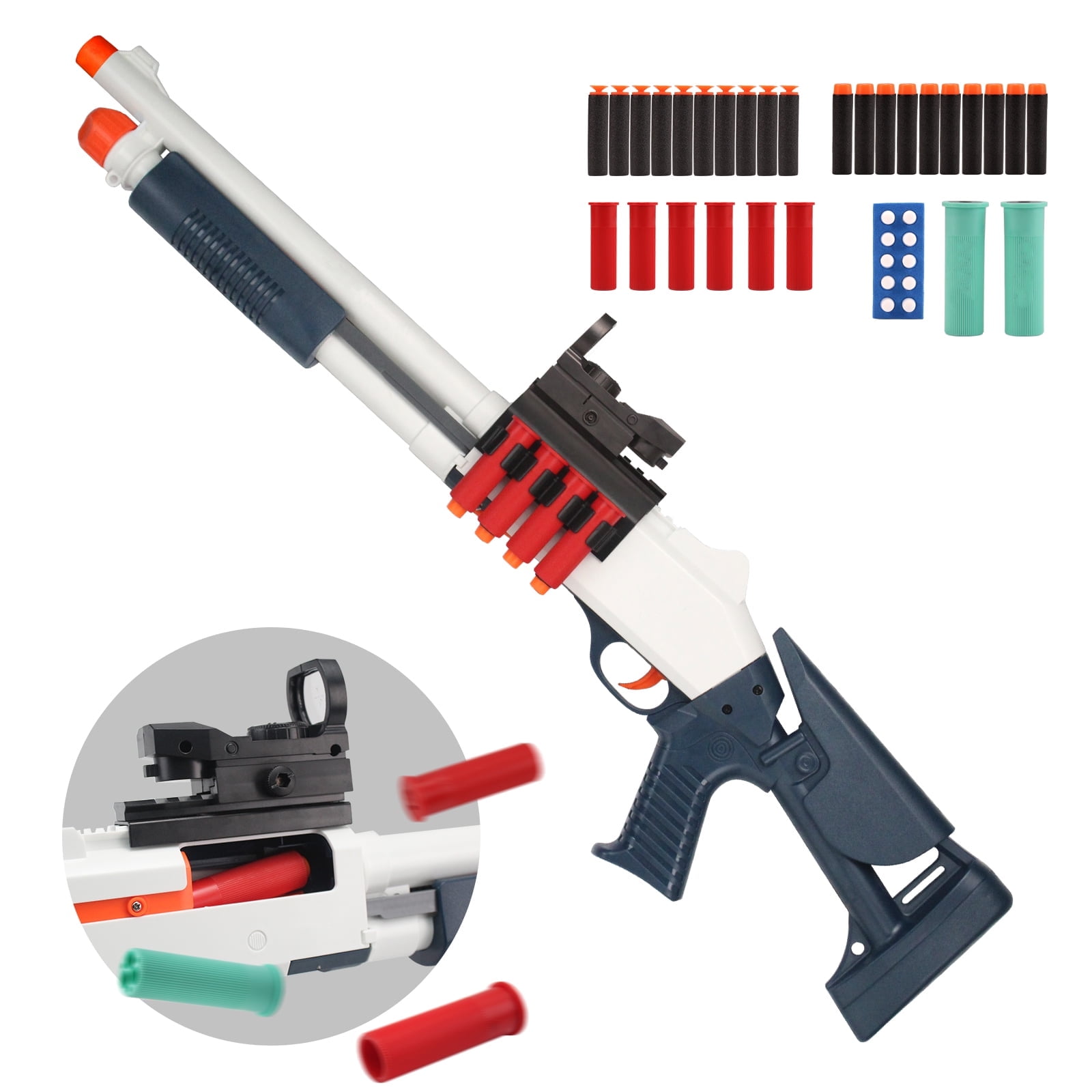 BIU BLASTER Toy Foam Blasters 30-inch Shell Ejecting Design for Indoor ...