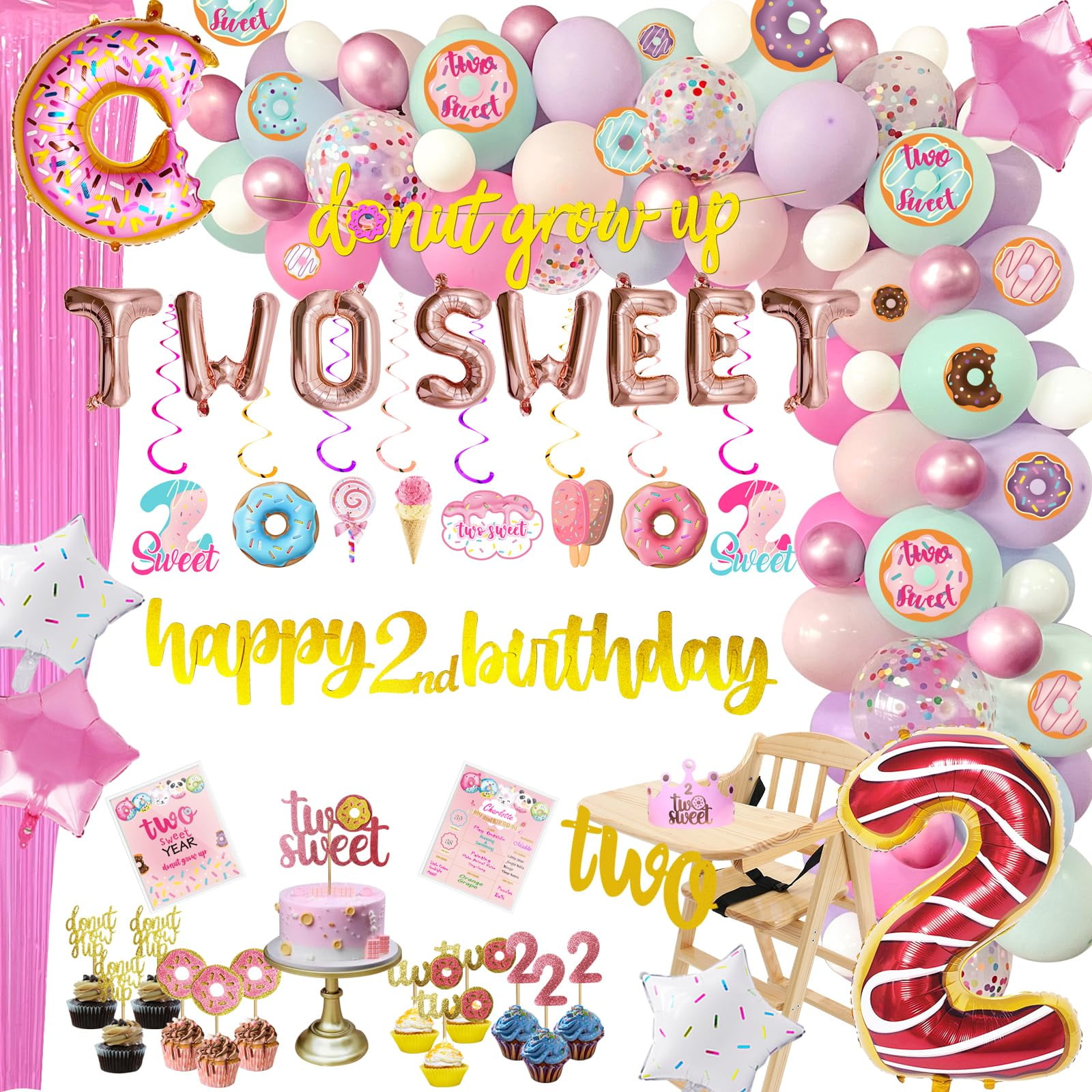 BIUBIU Two Sweet Birthday Party Supplies, Two Sweet Party Decorations ...