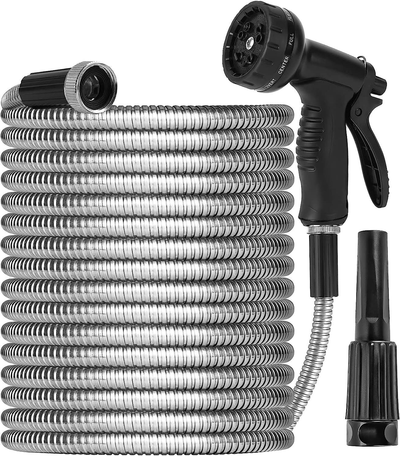Biuble Metal Garden Hose 100ft 304 Stainless Steel Water Hose With