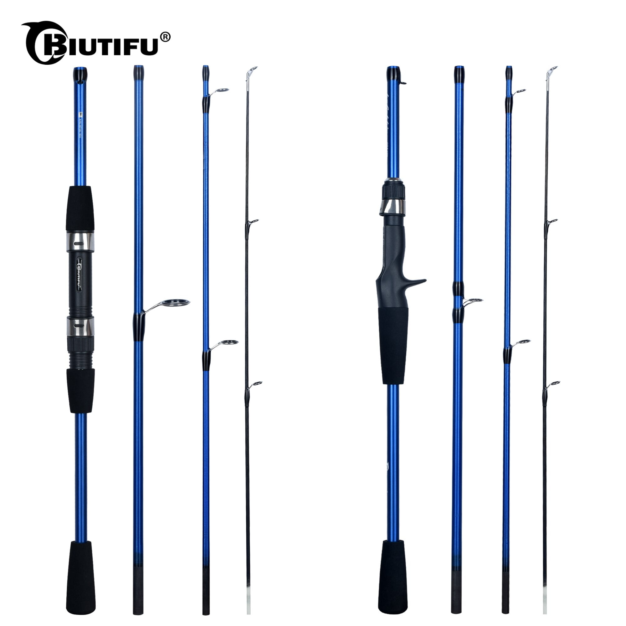BIUTIFU Baitcasting Spinning Travel Carbon 4/5 Section Fishing Rods ...