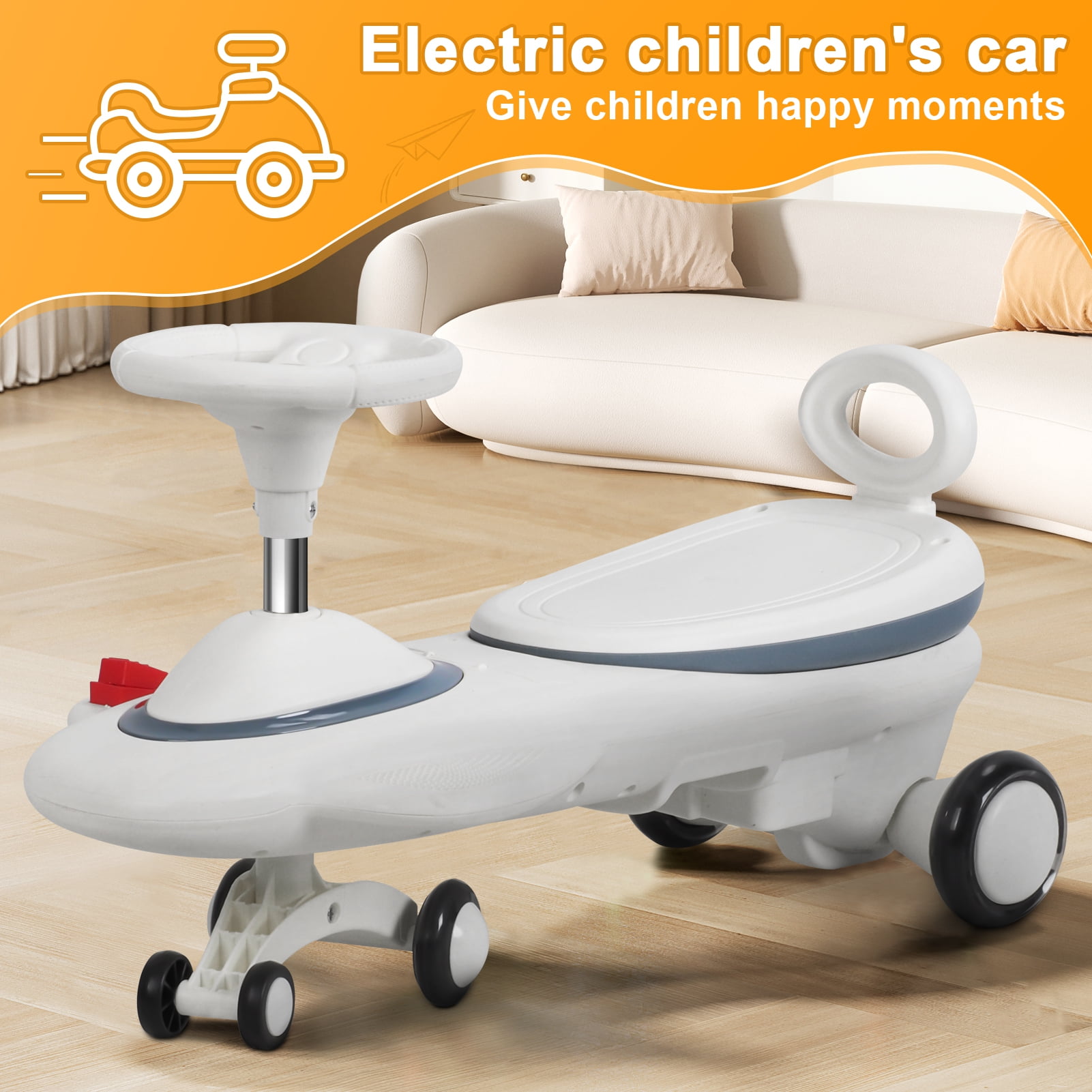 BIWEIBO 6.7V Electric Wiggle Car with Pedal, 2-in-1 Swing Ride-On Toy ...