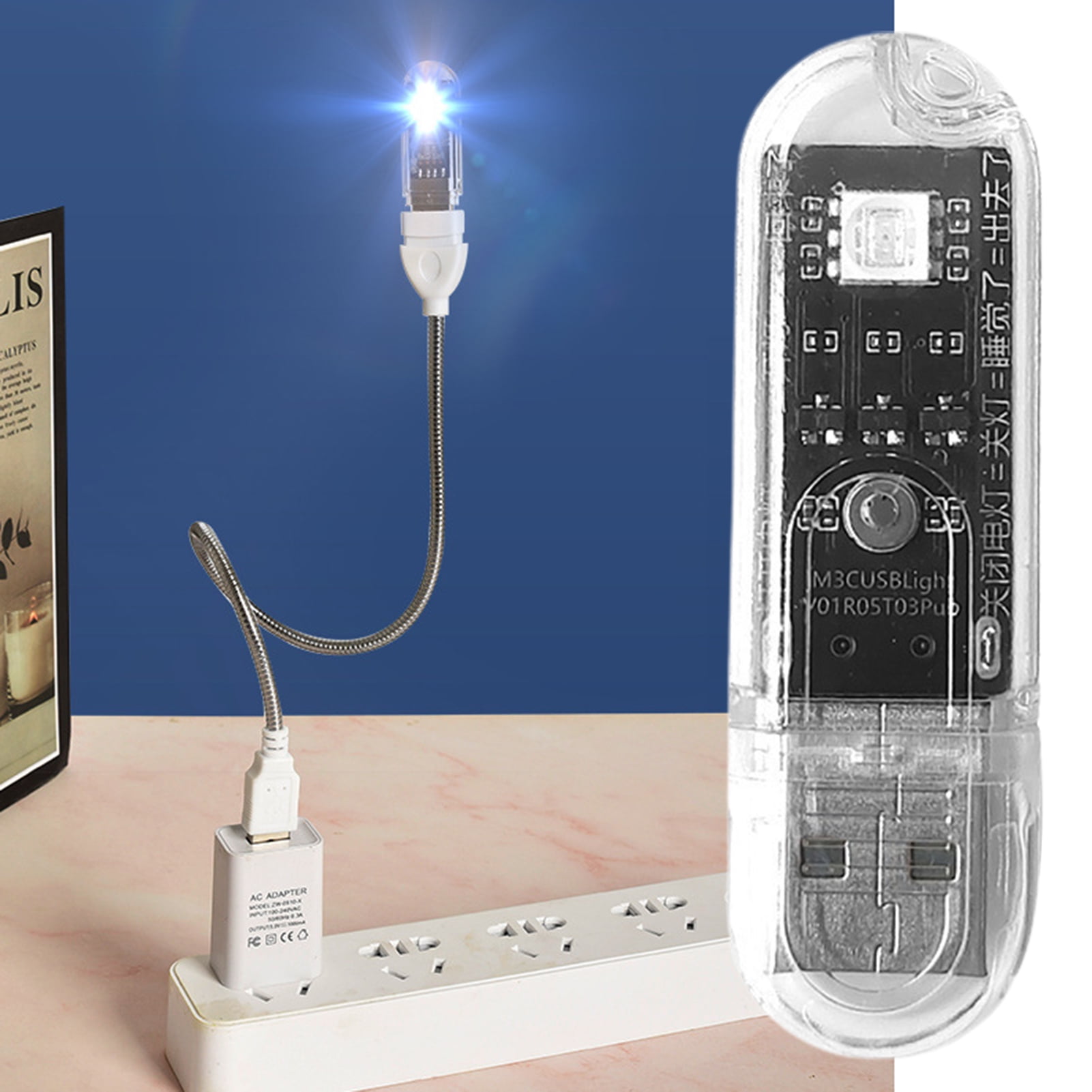BIWEIBO Compact Dimmable LED Night Lamp USB Plug Ultra Bright Voice ...