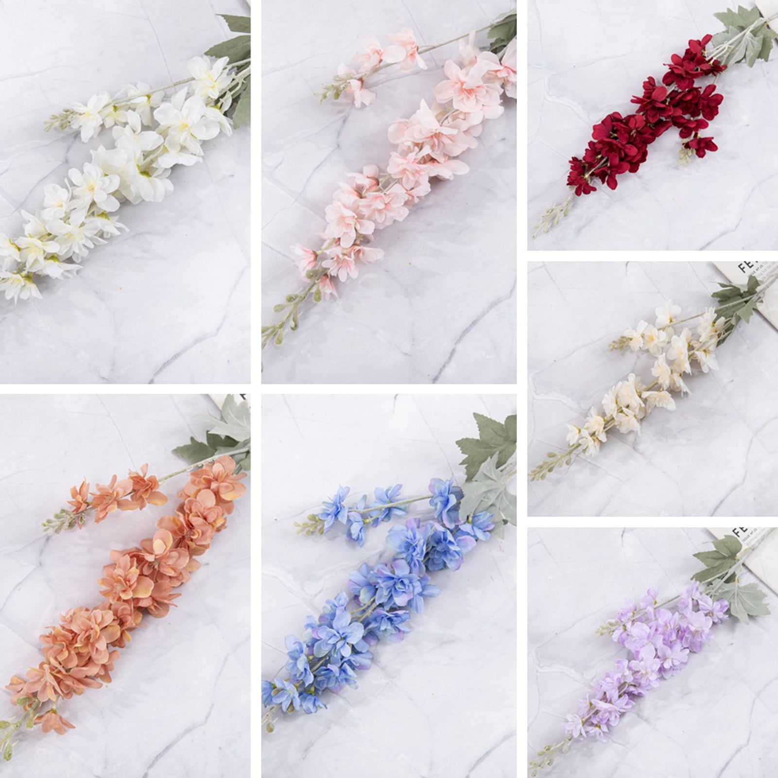 BIWEIBO Fake Delphinium Flower Realistic Plastic Flowers for Wedding ...