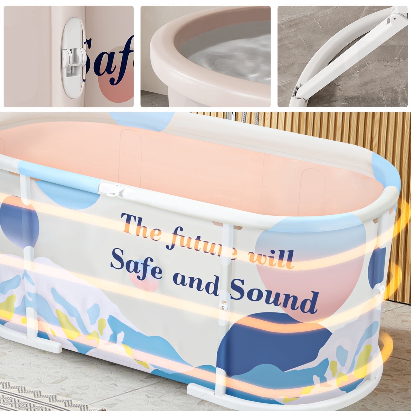BIWEIBO Folding Bathtub, 45", Family For kids/adults, with plastic ...