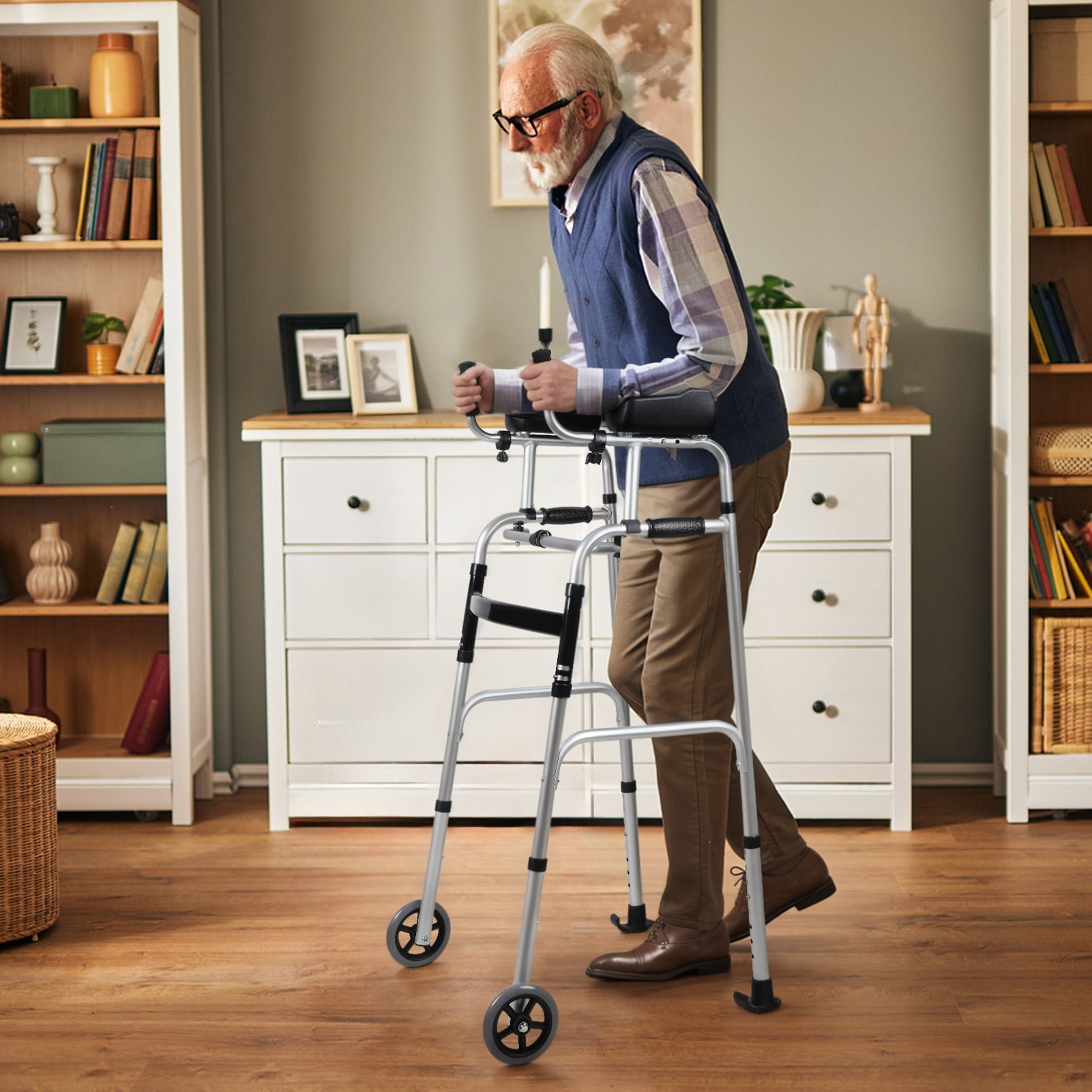 BIWEIBO Folding Walker, Senior, Arm Support For seniors disabled, heavy ...