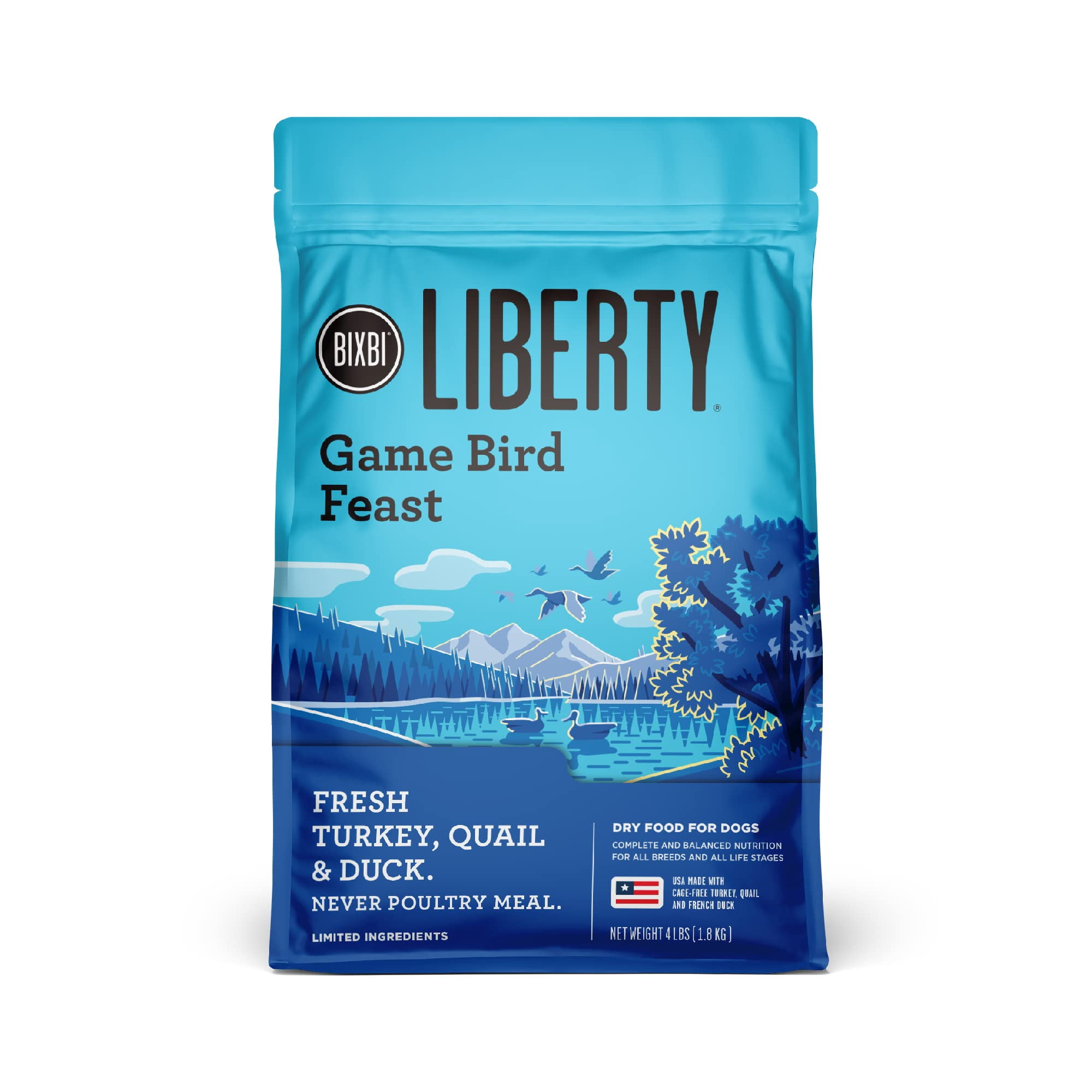 BIXBI Liberty Grain Friendly Dry Dog Food, Game Bird Feast Recipe, 4 ...