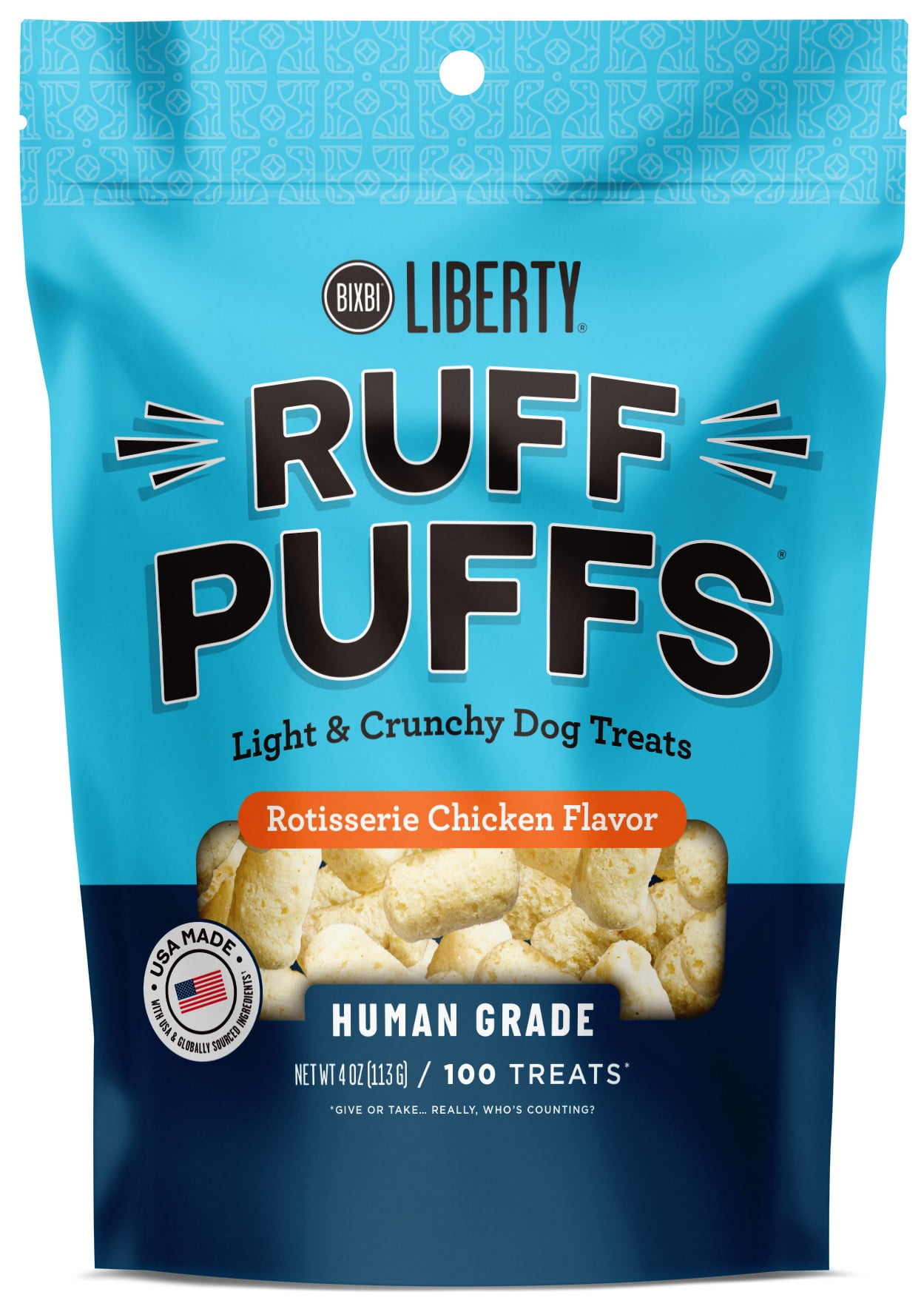 BIXBI Liberty Ruff Puffs, Rotisserie Chicken Flavored, Crunchy Treats ...