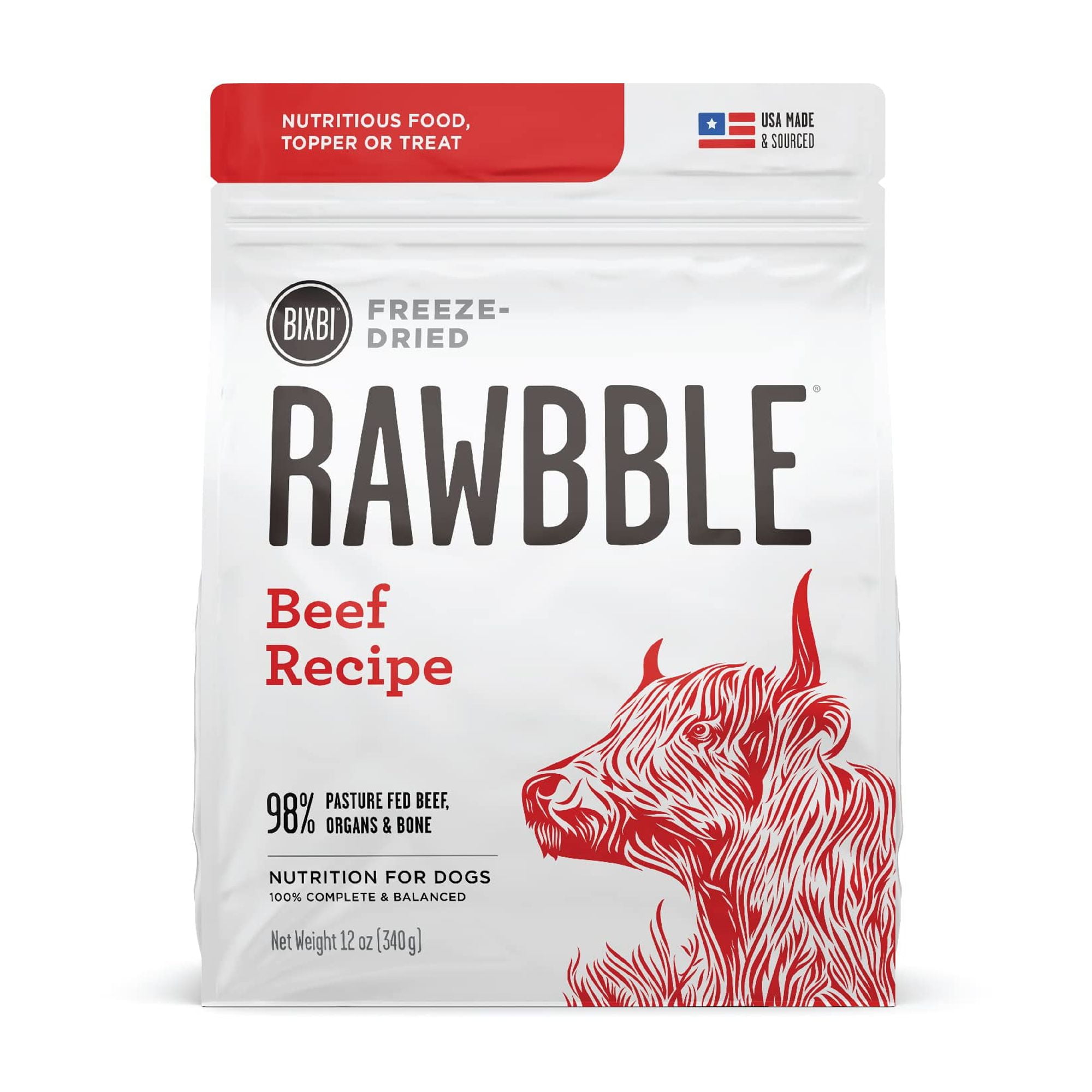 BIXBI Rawbble Freeze Dried Dog HYZ01 Food, Beef Recipe, 12 oz - 98% ...