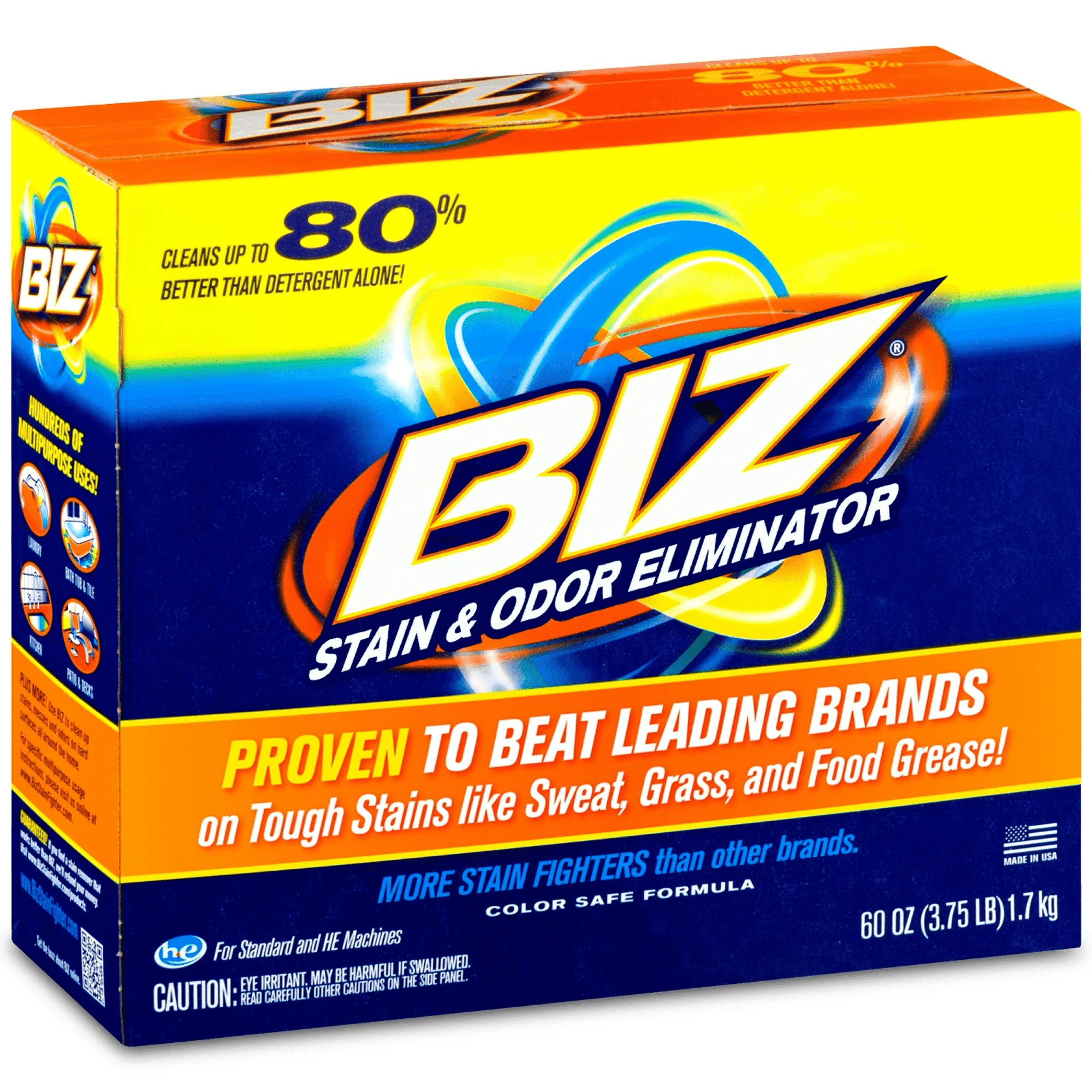 BIZ Stain Fighter & Odor Eliminator Powder, 60 Oz - Powerful ...