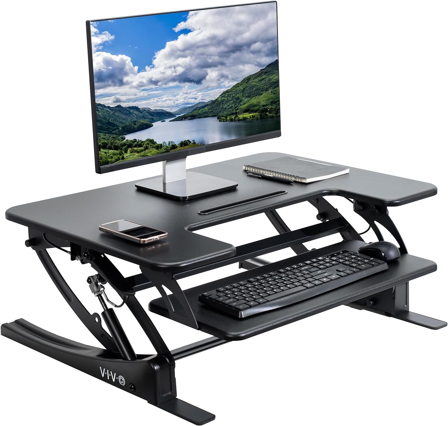 BIZFURN 32 inch Height Adjustable Stand Up Desk Converter, V Series ...