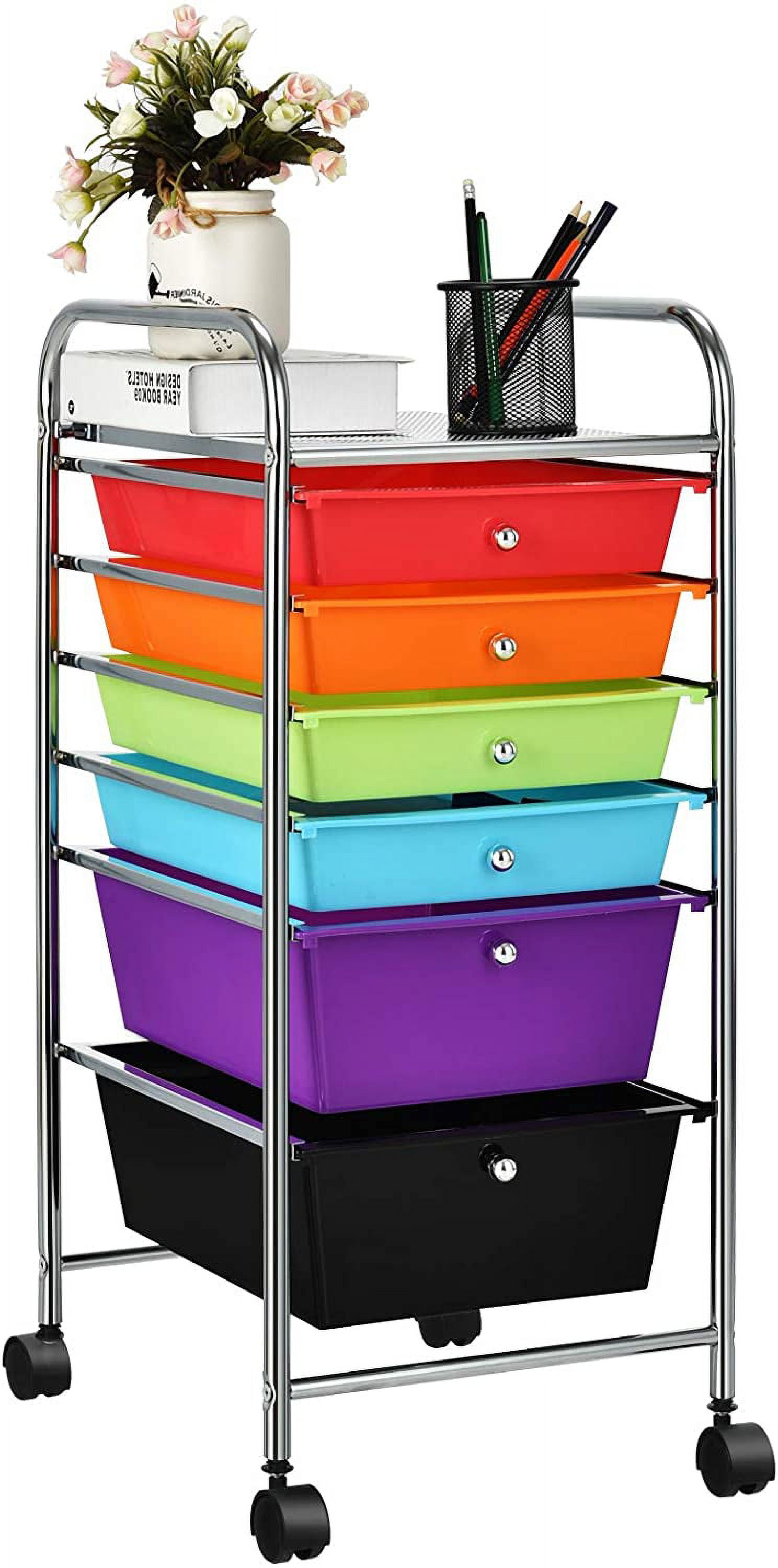 BIZFURN 6-Drawer Rolling Storage Cart, Multifunctional Art Craft ...