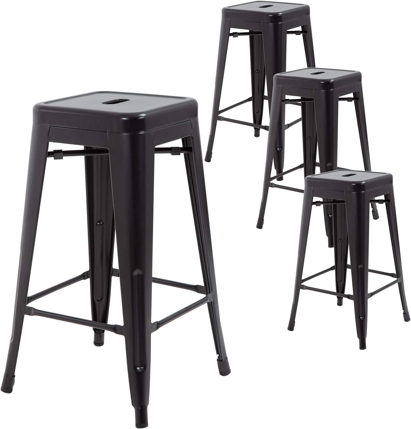 BIZFURN Metal Bar Stools Set of 4 Counter Height Barstool Stackable ...