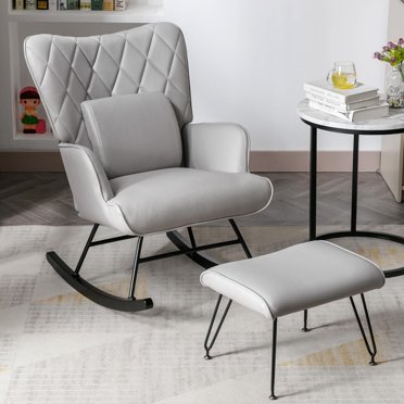 Infans Glider and Ottoman Cushion Set Wood Baby Nursery Rocking Chair ...