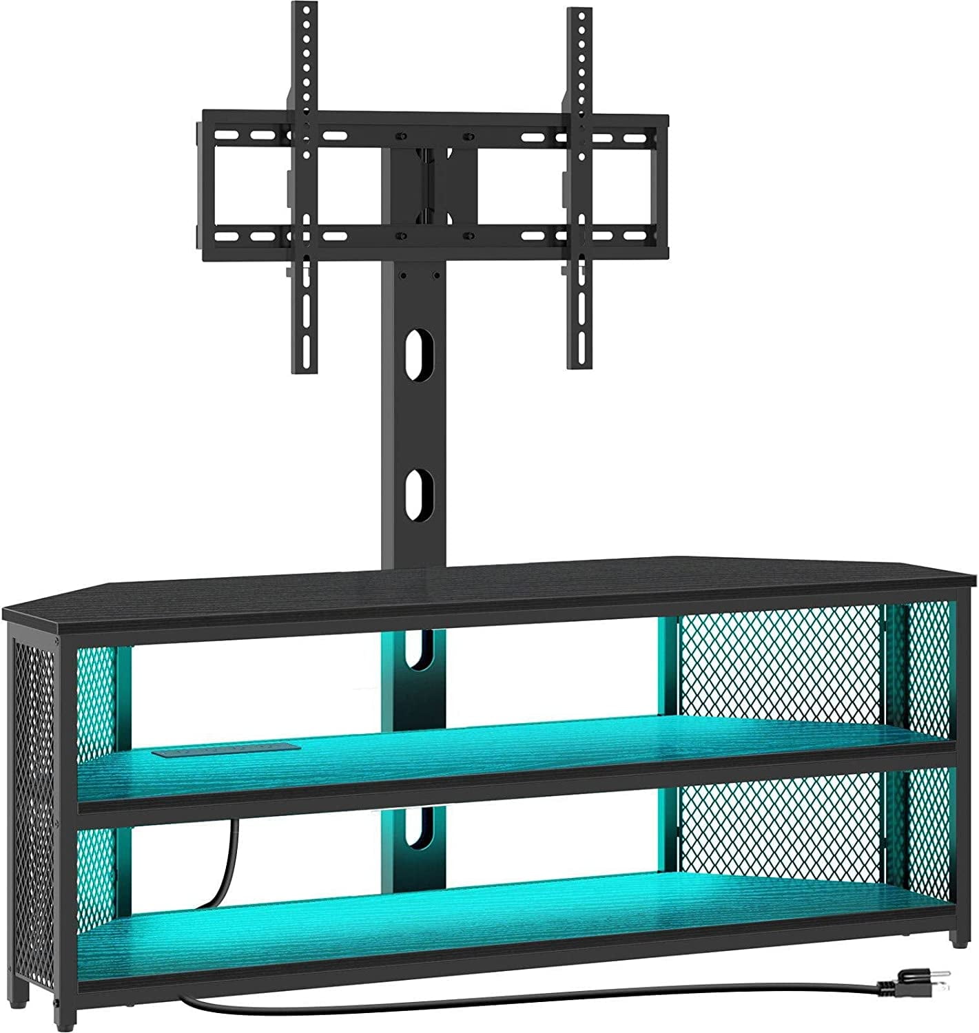 BIZFURN TV Stand with Mount and Power Outlet, Swivel TV Stand Mount ...
