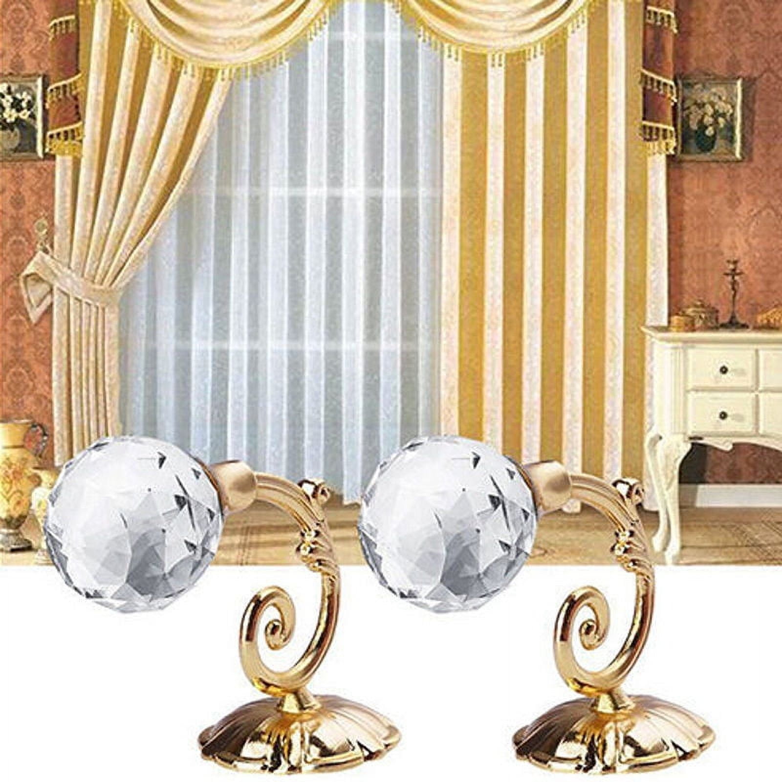 BIZHUA 2X Large Metal Crystal Glass Curtain Holdback Wall Tie Back ...