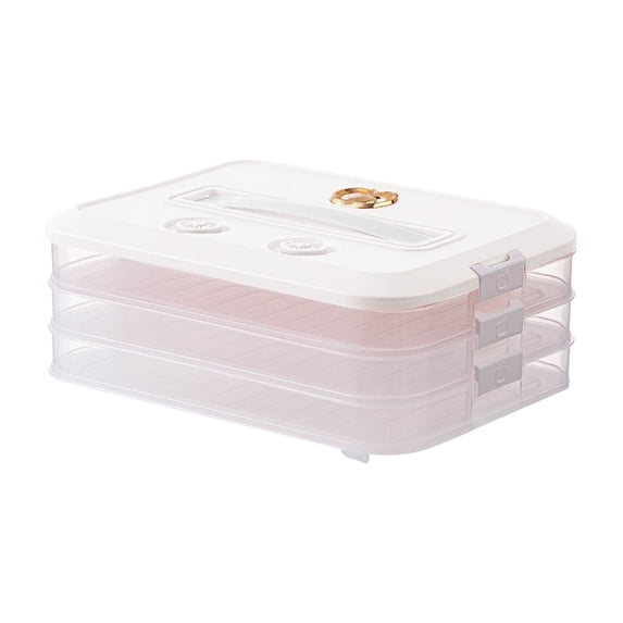 BIZHUA 3 Layer White Dumpling Container, Plastic Airtight Storage Box ...