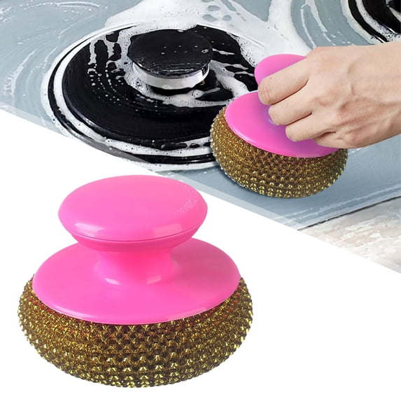 BIZHUA 4 Pack Steel Wool Cleaning Ball with Handle, Detachable Scrubber ...