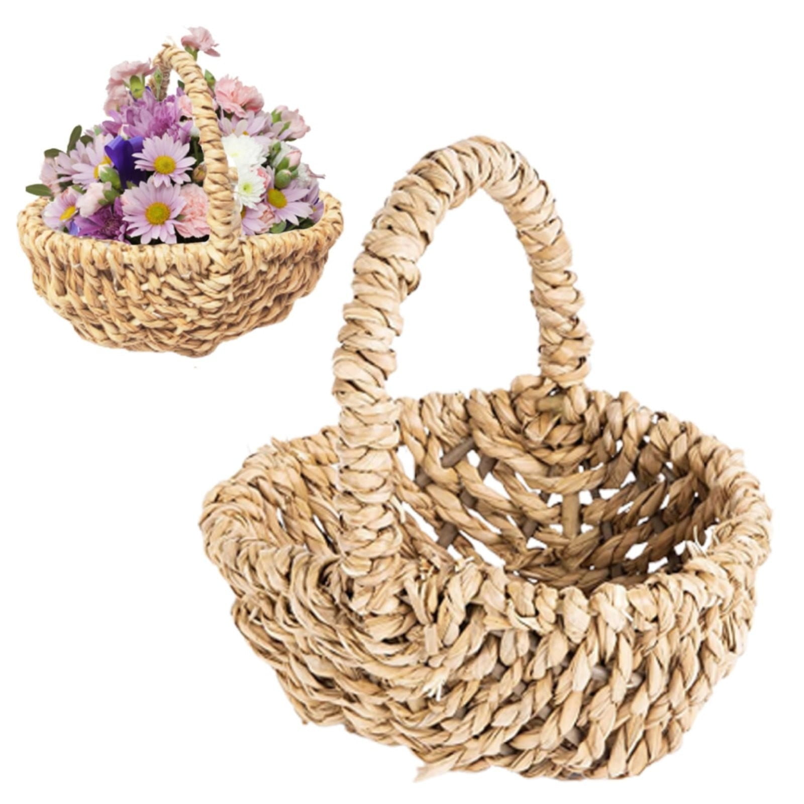 BIZHUA Flower Girl Basket Woven Baskets with Handles for Wedding Easter ...