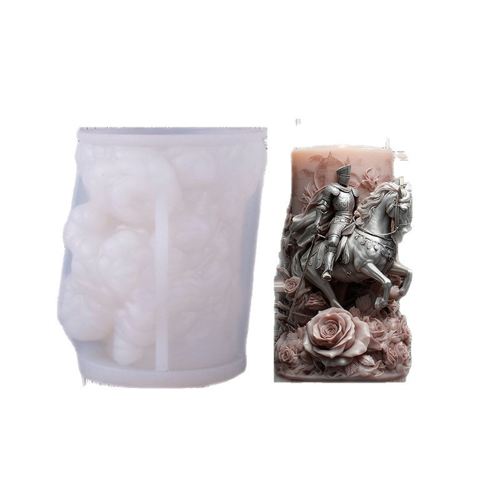 BIZHUA Rose Knight Horse Riding Silicone Mold, Nonstick Candle ...