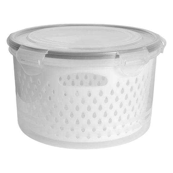 BIZHUA Small Round Plastic Food Container with Colander and Lid, 2 in 1 ...