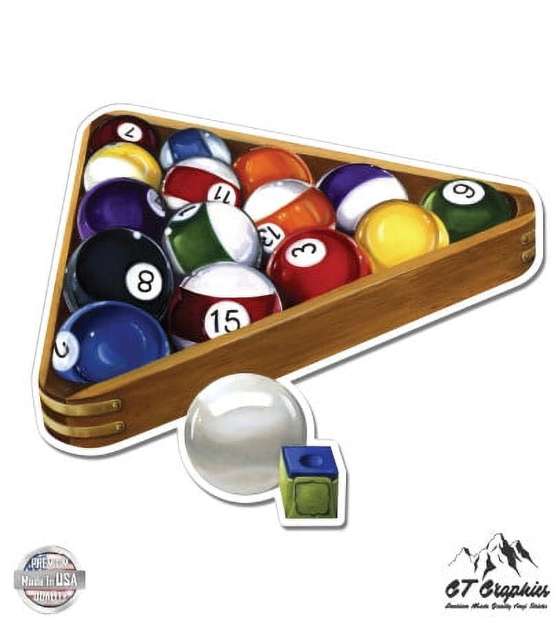 BIlliards Pool - 5" Vinyl Sticker - For Car Laptop I-Pad - Waterproof ...
