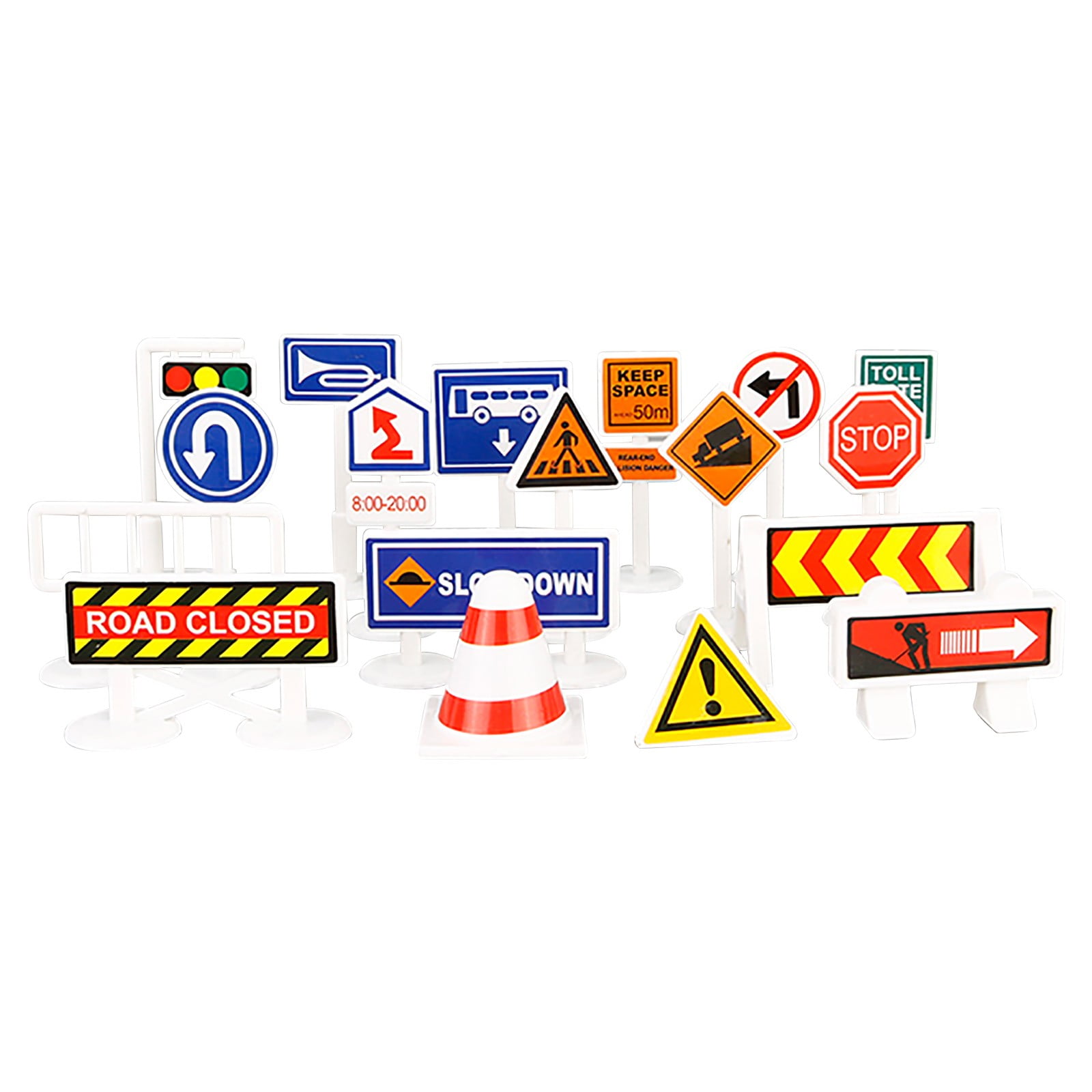 BJBSJSZ 18 Piece Traffic Signs, Street Road Signs Playset for Car ...