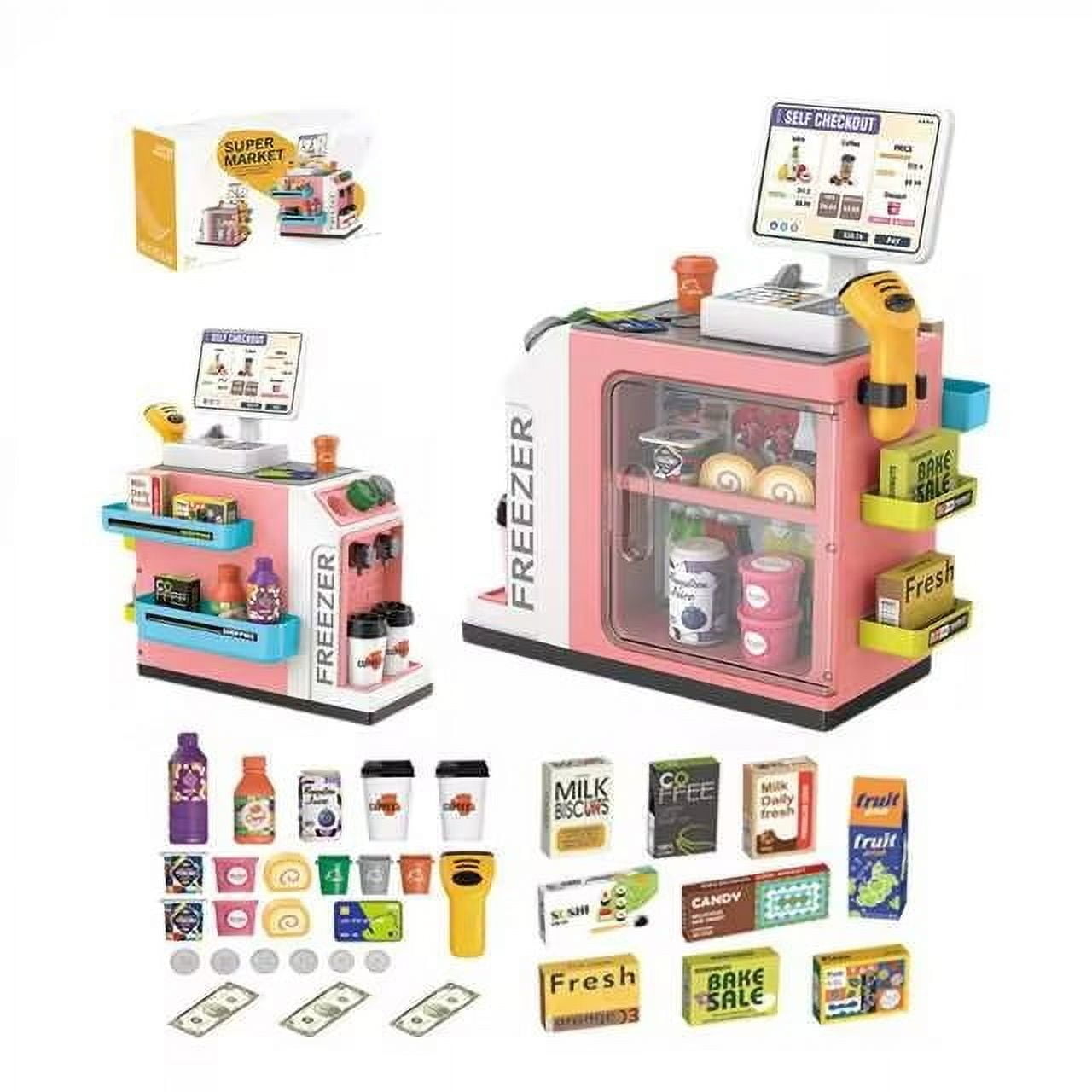 BJBSJSZ 48 Pcs Cash Register Playset for Kids - Pretend Play Money ...