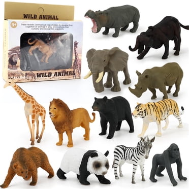 Playkidz Safari Animals Figures, Plastic Animals, Realistic Wild Vinyl ...