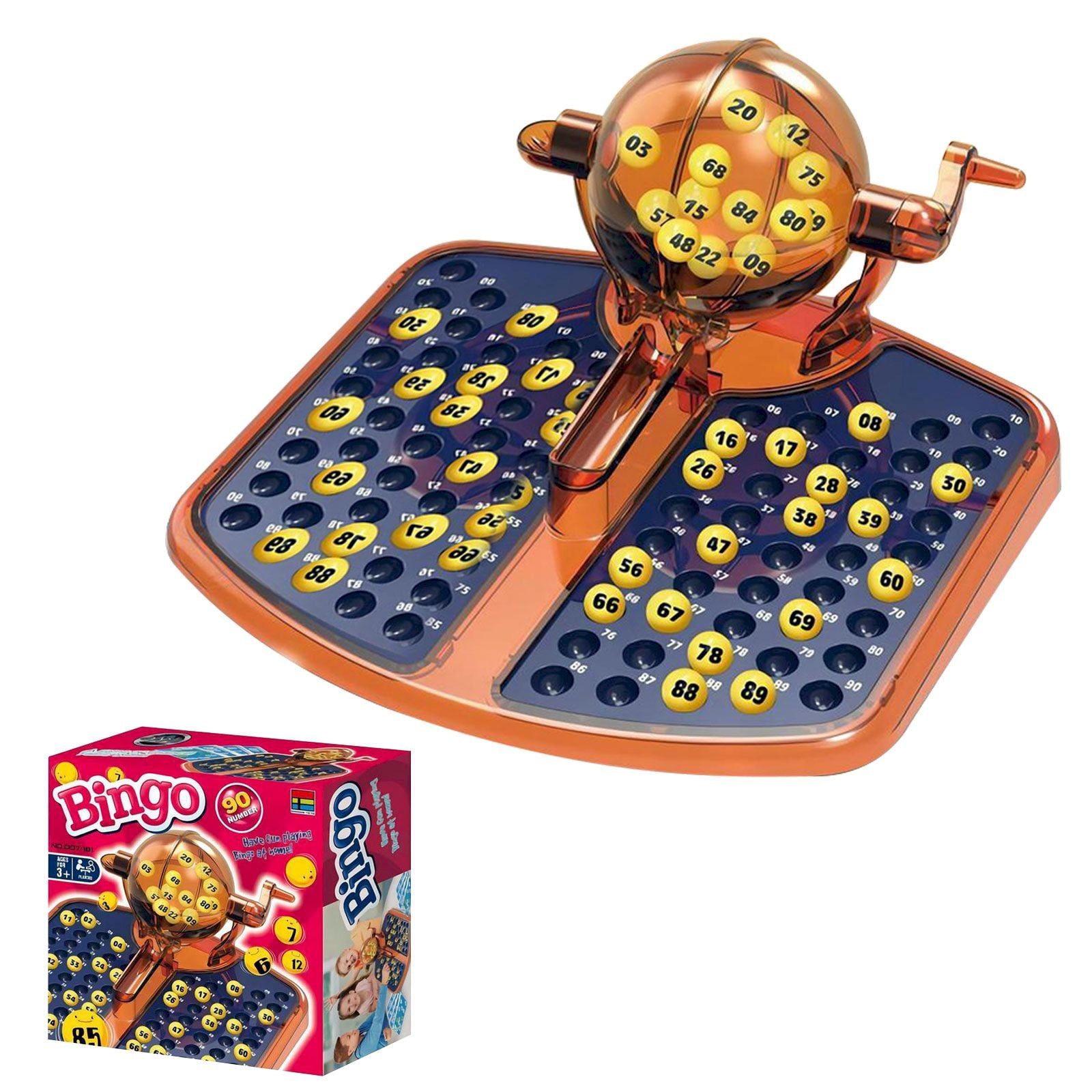 BJBSJSZ Bingo Game Set with Metal Rotary Cage, Deluxe Wooden Board ...