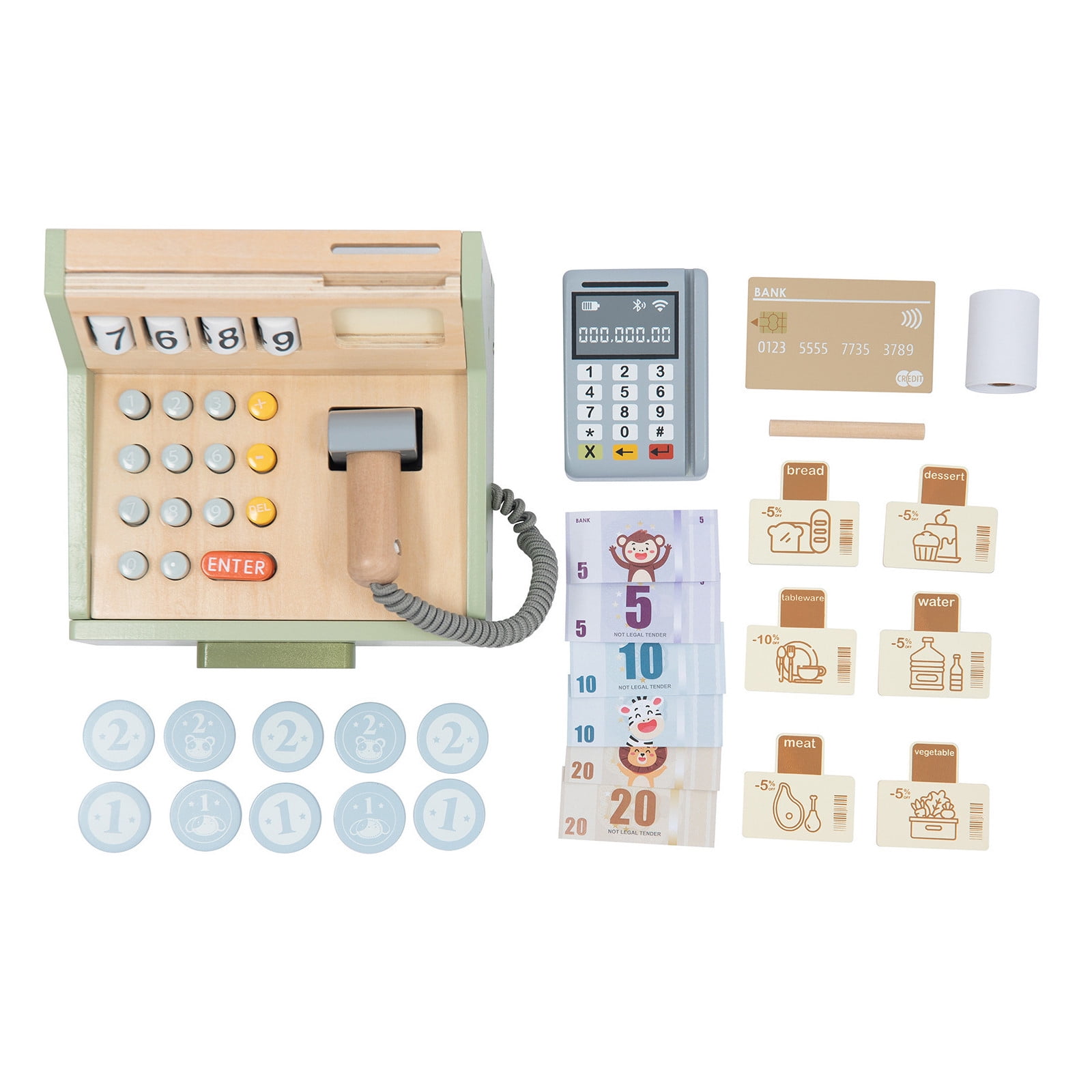 BJBSJSZ Cash Register Toys Pretend Play Calculator, Credit Card and ...