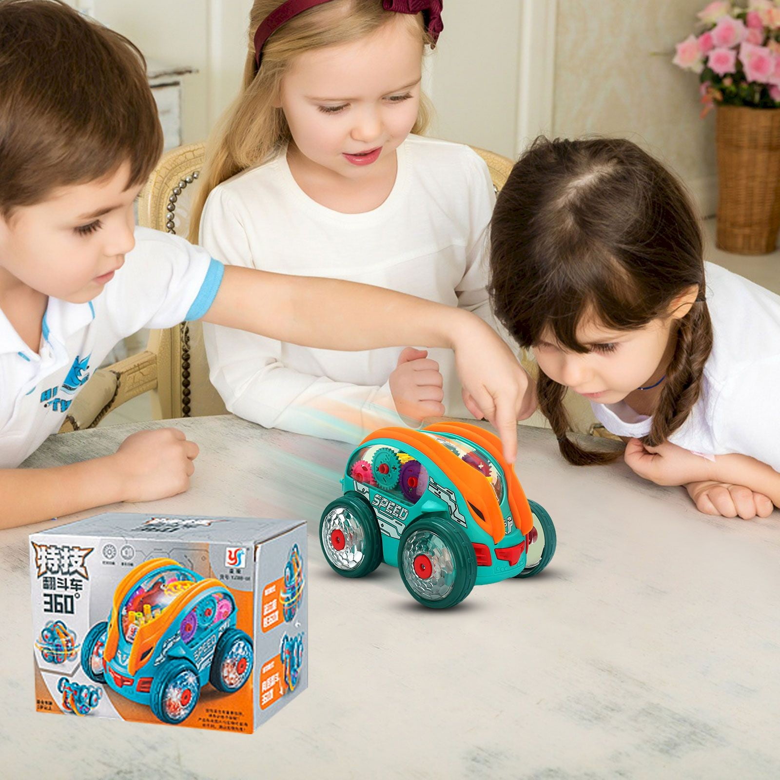 BJBSJSZ Light Up Transparent Sensory Car Toy for Kids, Bump and Go Toy ...