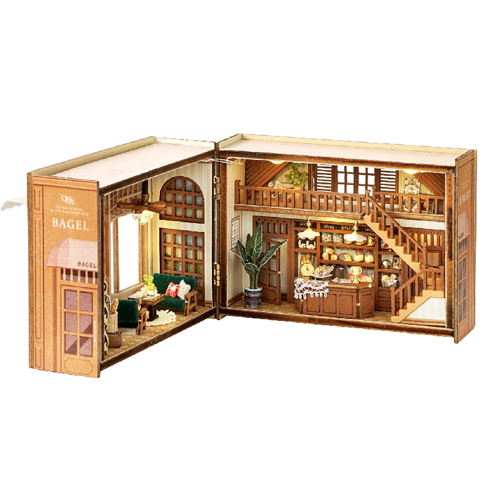 BJBSJSZ Mini 3D Wooden Doll House Craft Model With LED DIY Miniature ...