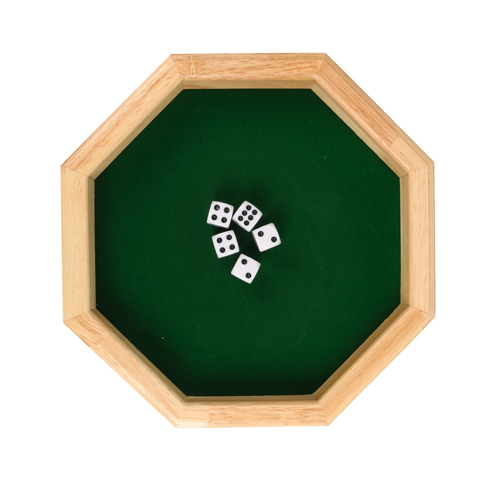 BJBSJSZ Octagon Dice Tray Dice Set, Include Wooden Dice Tray with 6 Dot ...