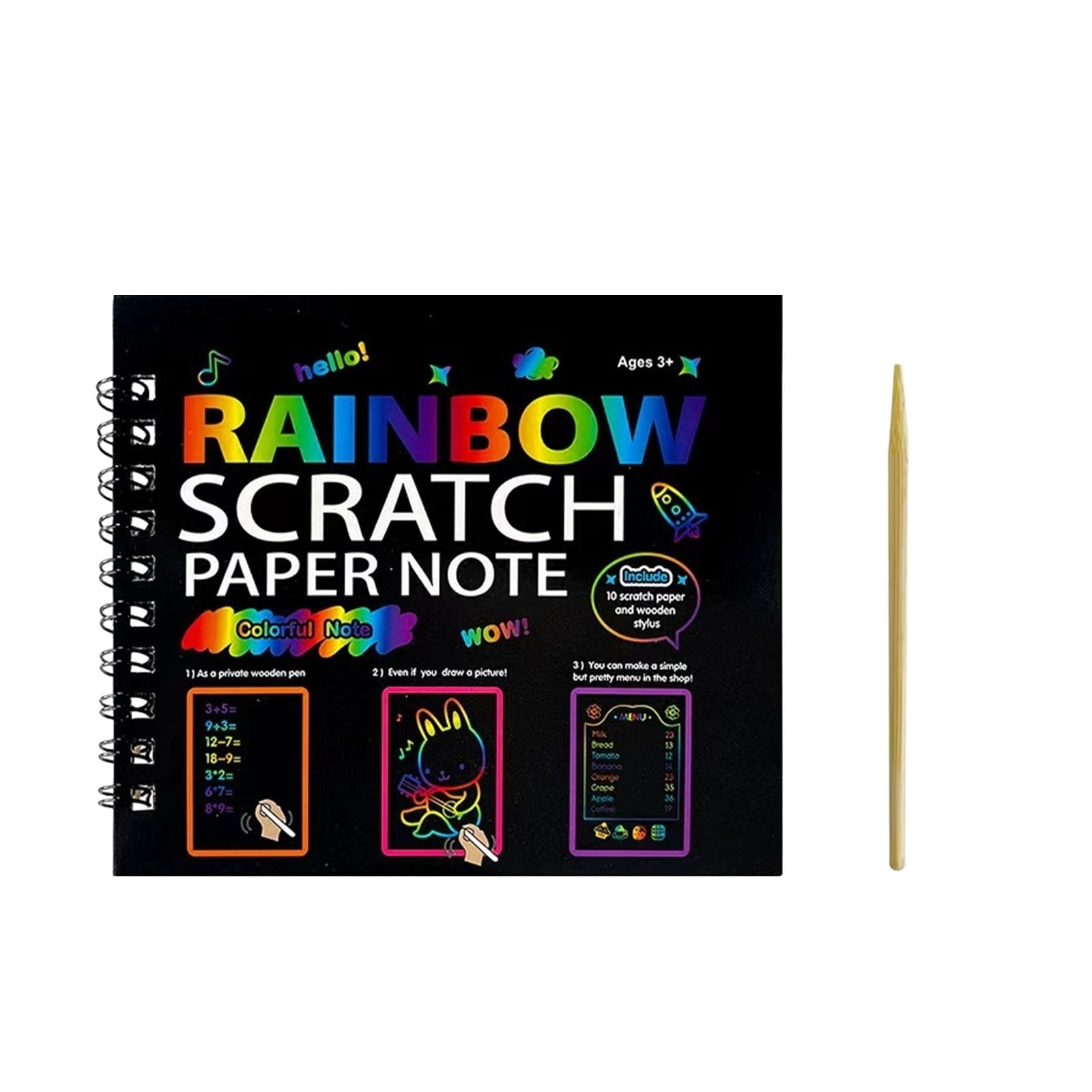 BJBSJSZ Rainbow Scratch Paper Art Kit for 𝗞𝗶𝗱𝘀 Ages 3-10 - Magic ...