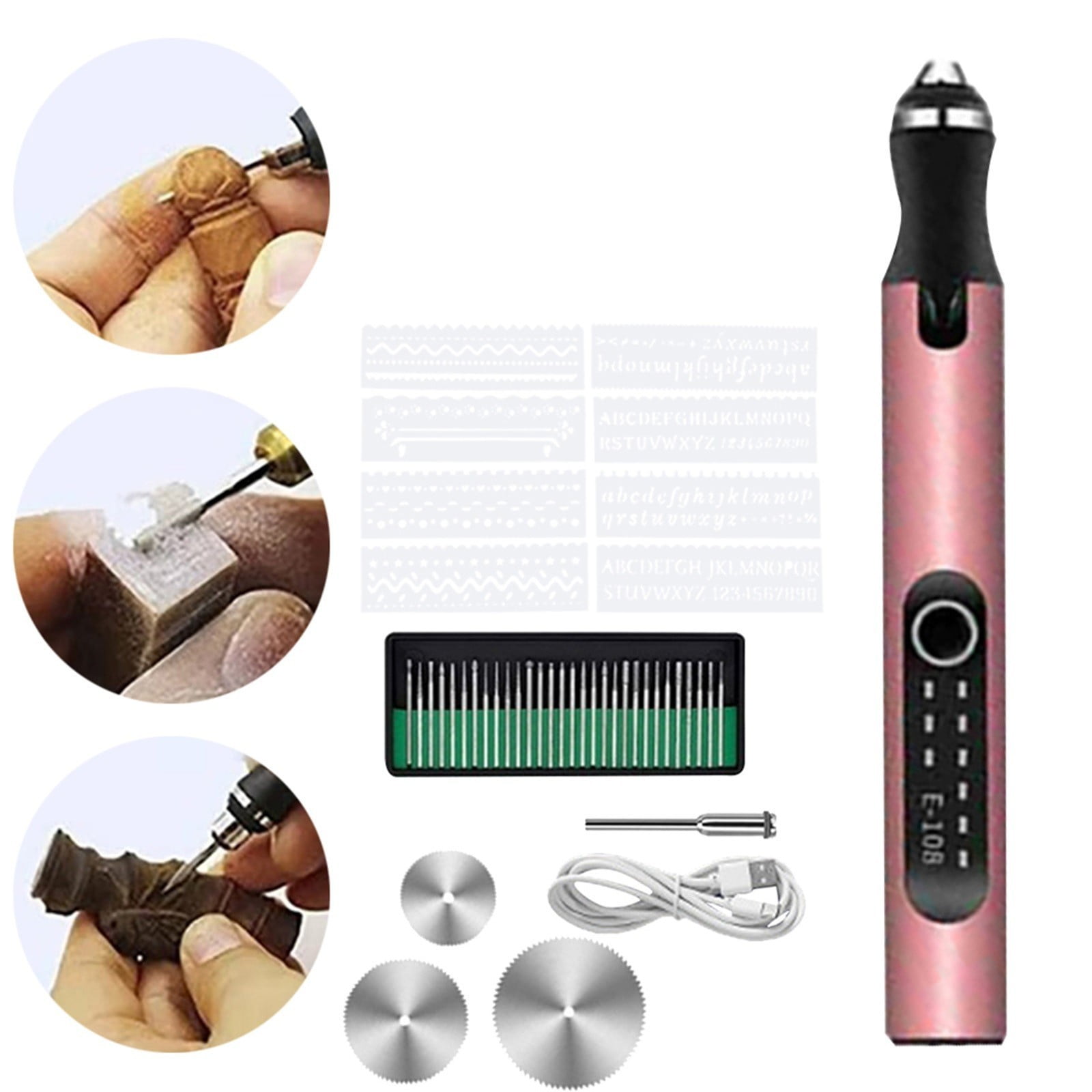 BJBSJSZ Rechargeable Engraving Pen Kit with 30 Bits - Portable ...