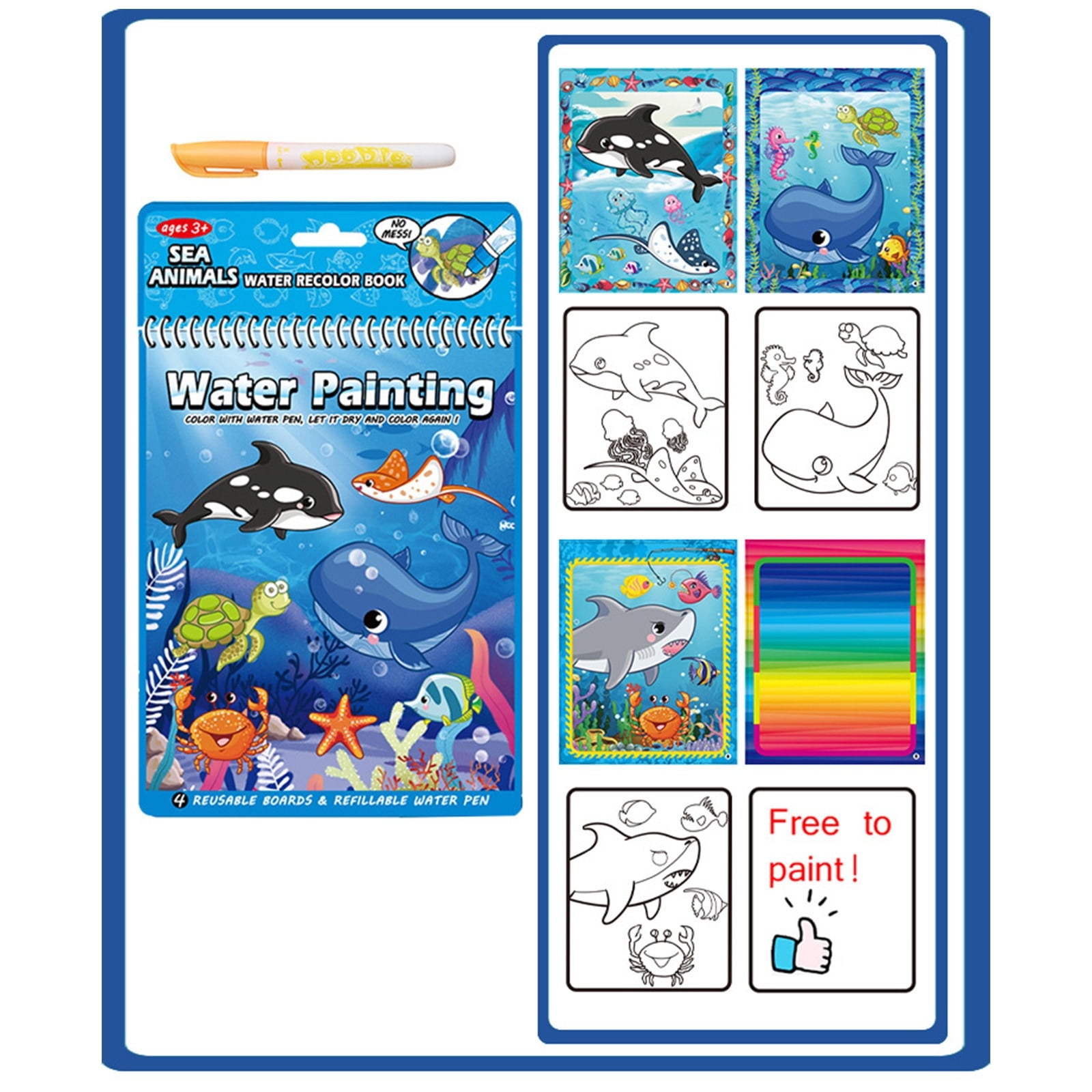 BJBSJSZ Water Coloring Painting Books for Kids,Reusable Water Doodle ...
