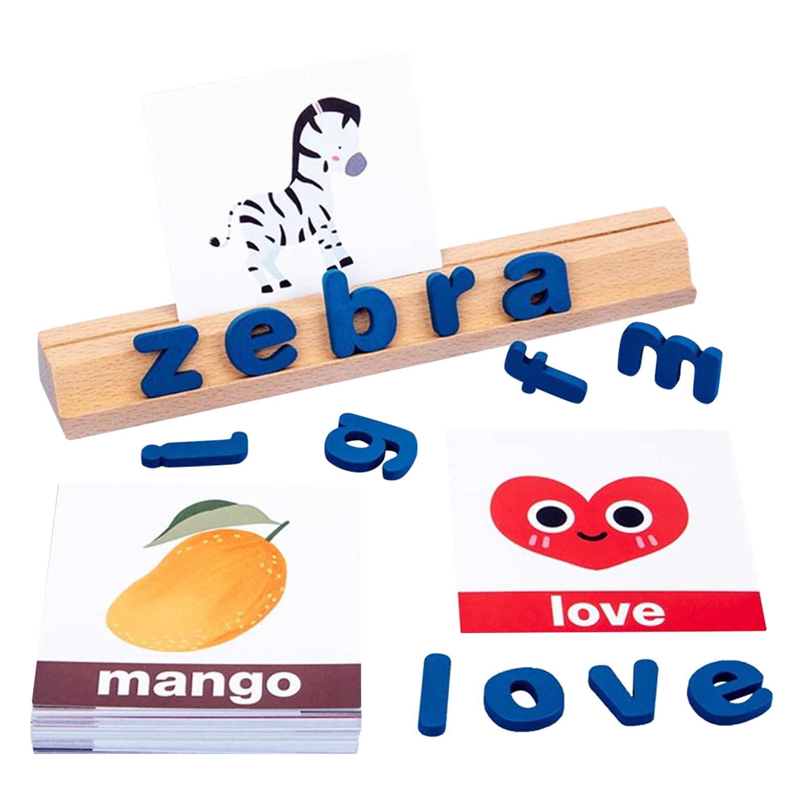 BJBSJSZ Wooden Alphabet Flash Cards Matching Sight Words ABC Letters ...