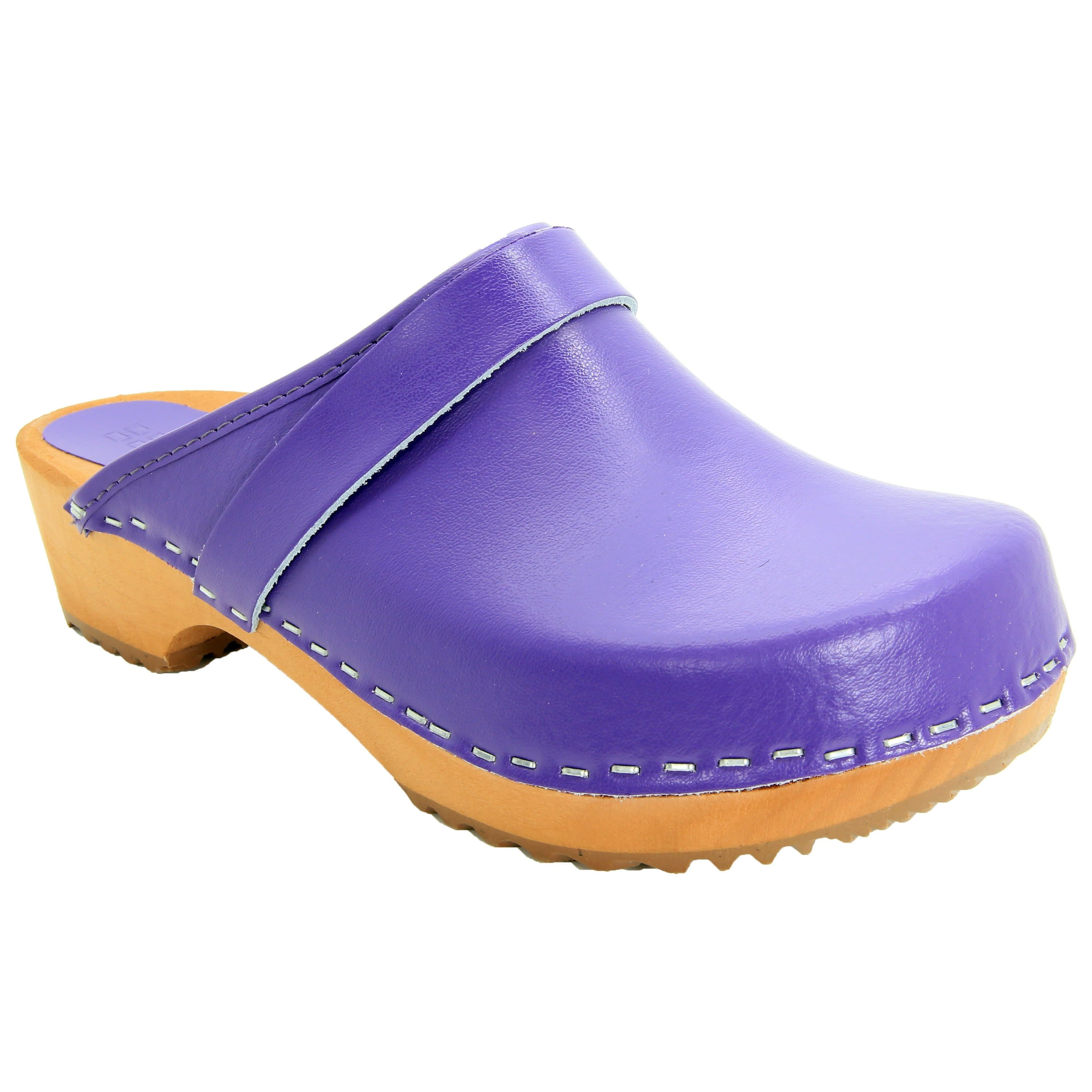 BJORK Maja Open Back Wood Leather Clogs (Purple - EU38) - Walmart.com