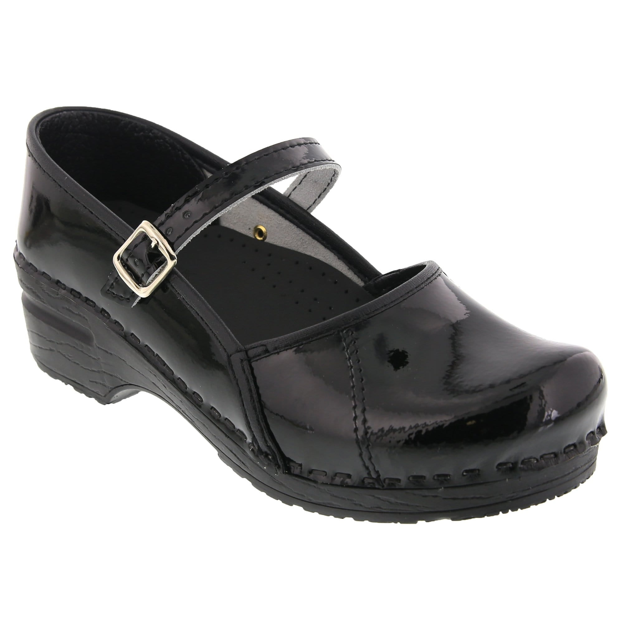 Bjork Marcella Mary Jane Leather Clogs, Black Patent, EU-39, Hand-Made ...