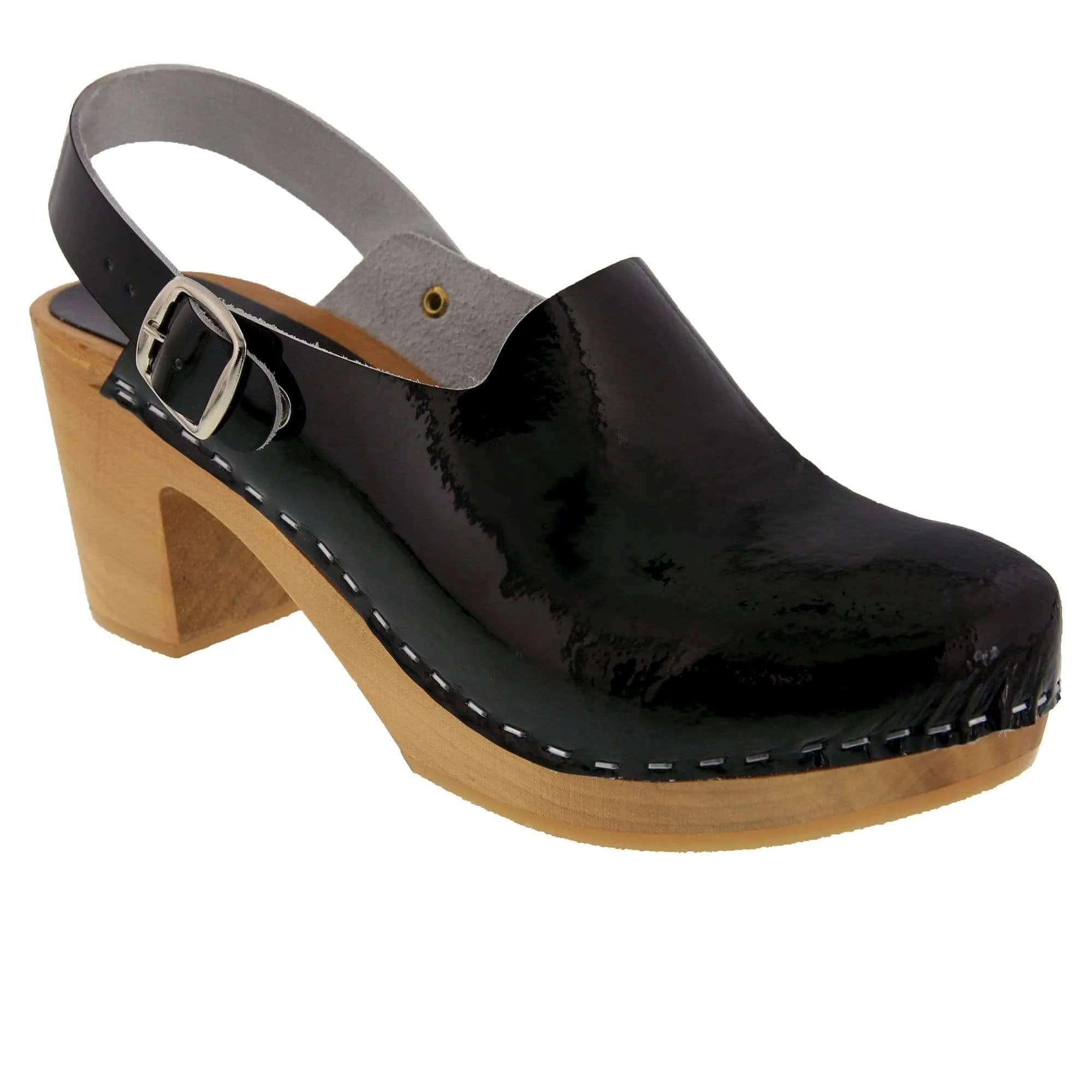 BJORK SVEA Wood Fashion Clog Sandals in Leather - CLOSEOUT - Walmart.com