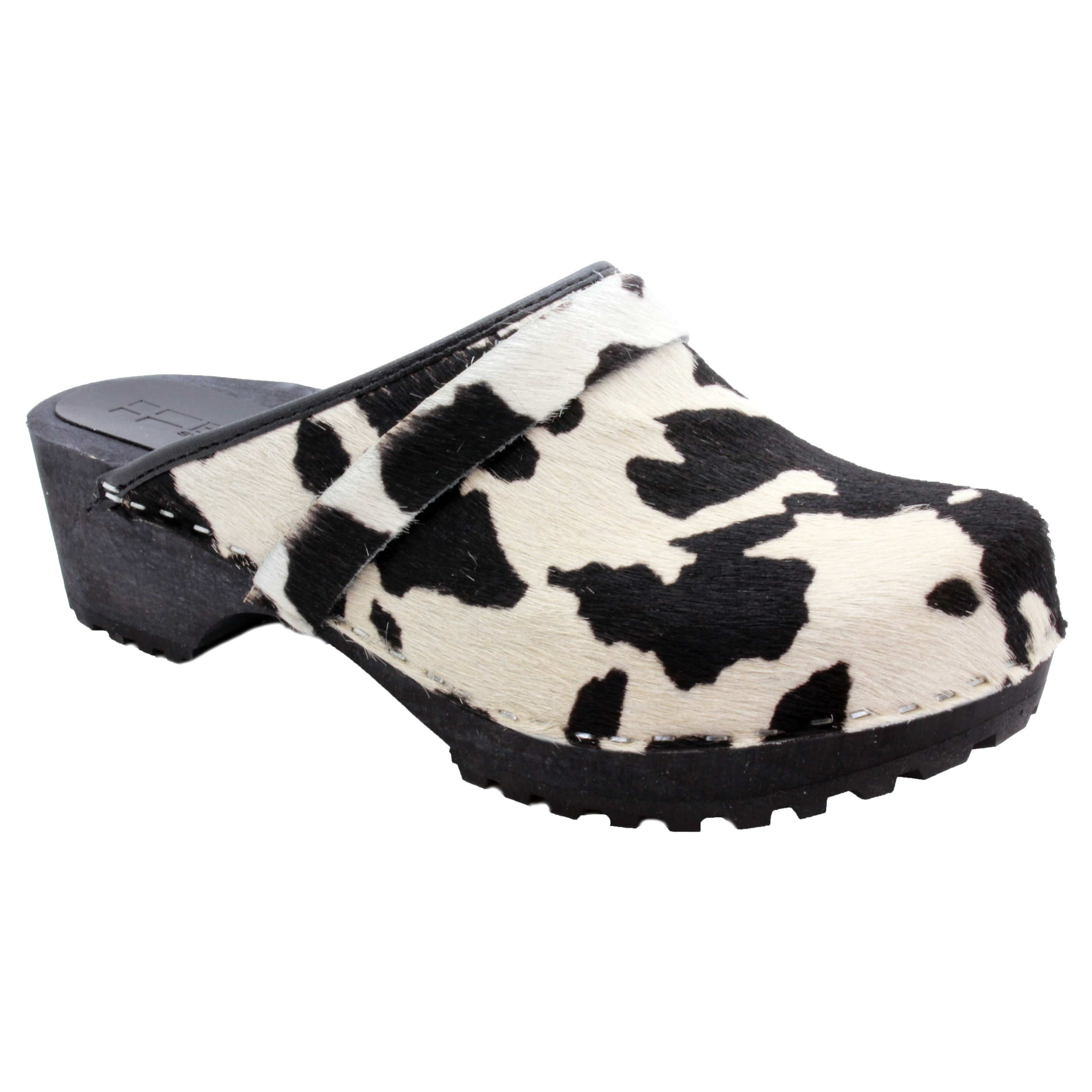 BJORK Safari Wood Open Back Black Cow Leather Clogs - Walmart.com