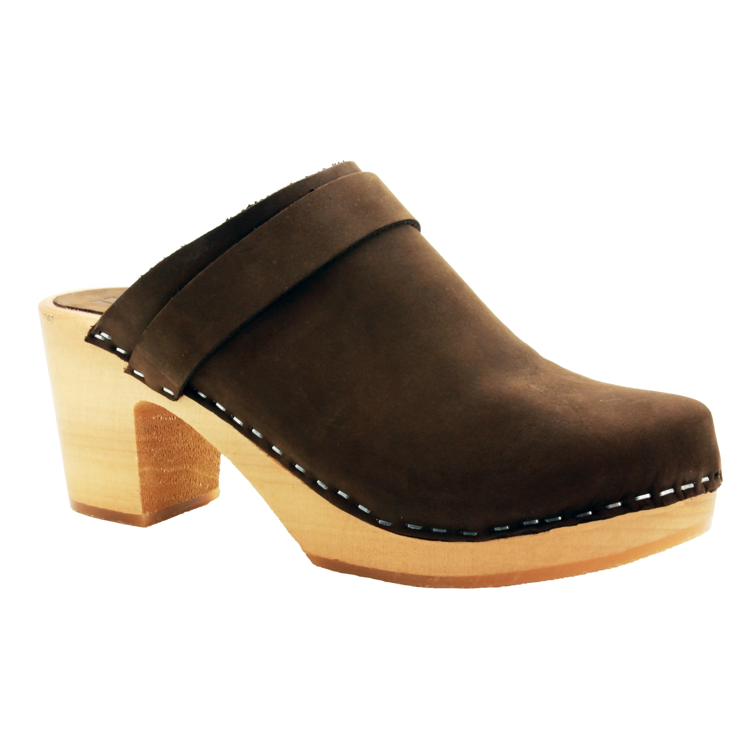 BJORK TIA Wooden Clogs in Oiled Leather - Walmart.com