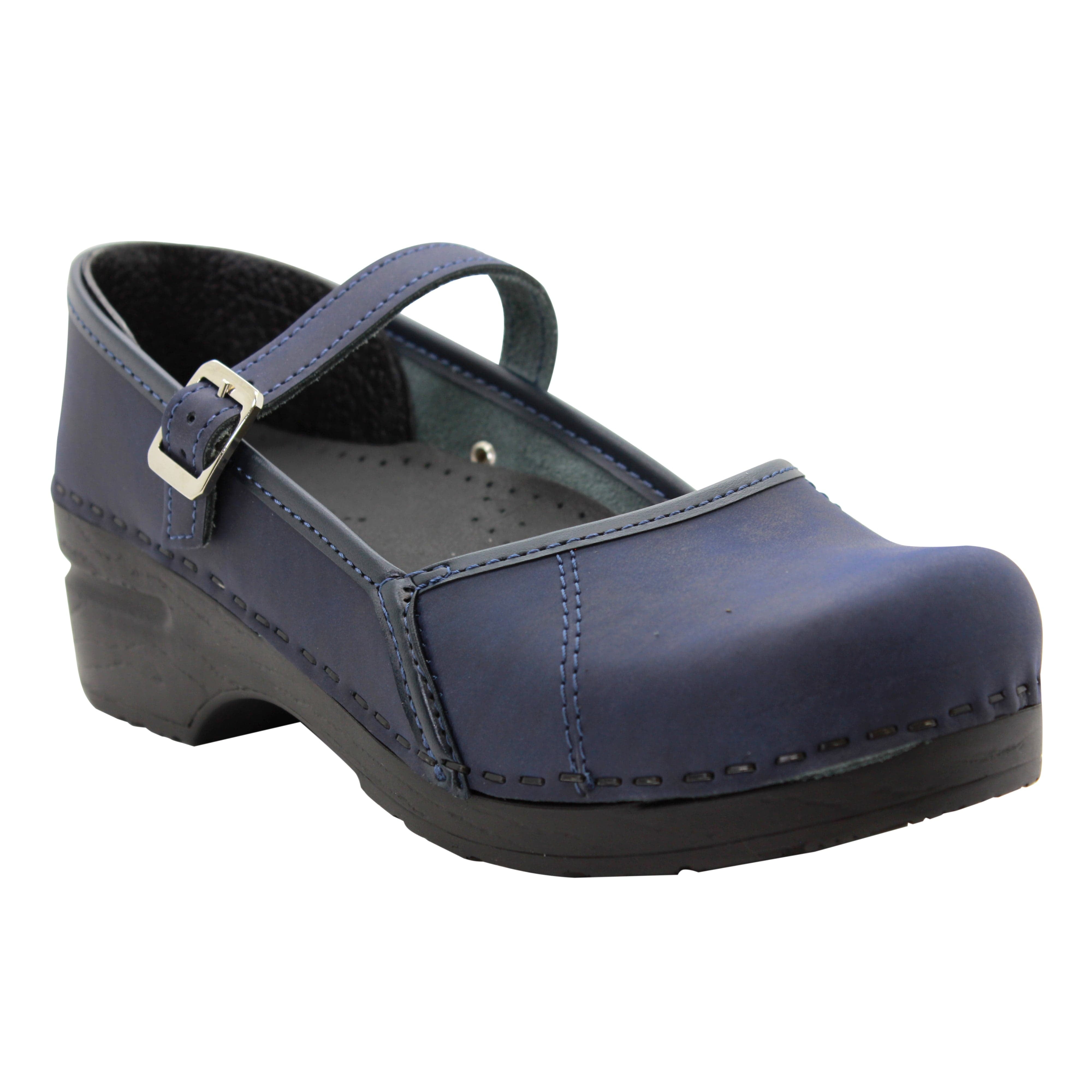 BJORK Marcella Mary Jane Leather Clogs (Navy Oiled, EU-38) - Walmart.com