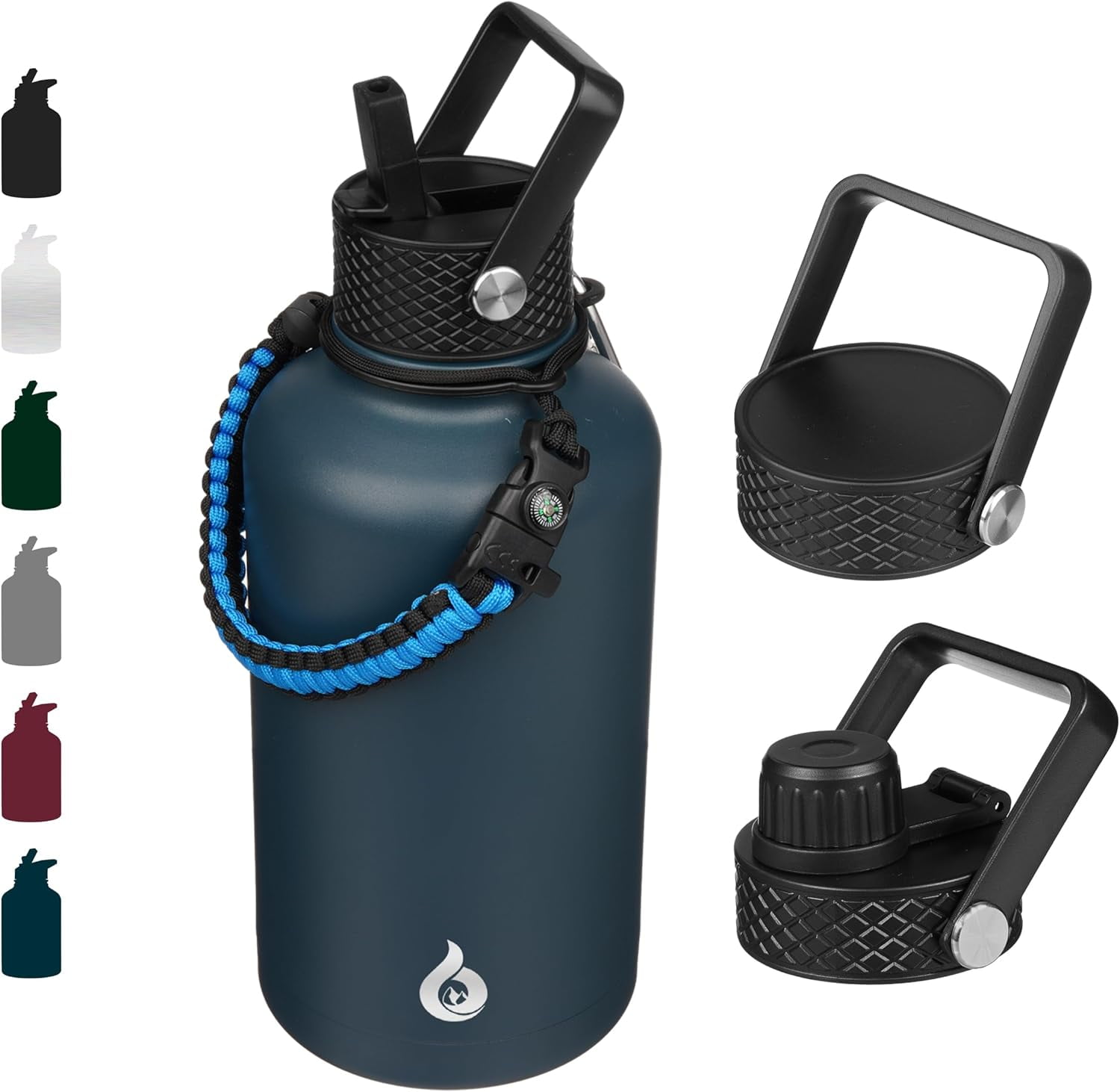 BJPKPK Half Gallon Insulated Water Bottles with Straw Lid,64oz Large ...