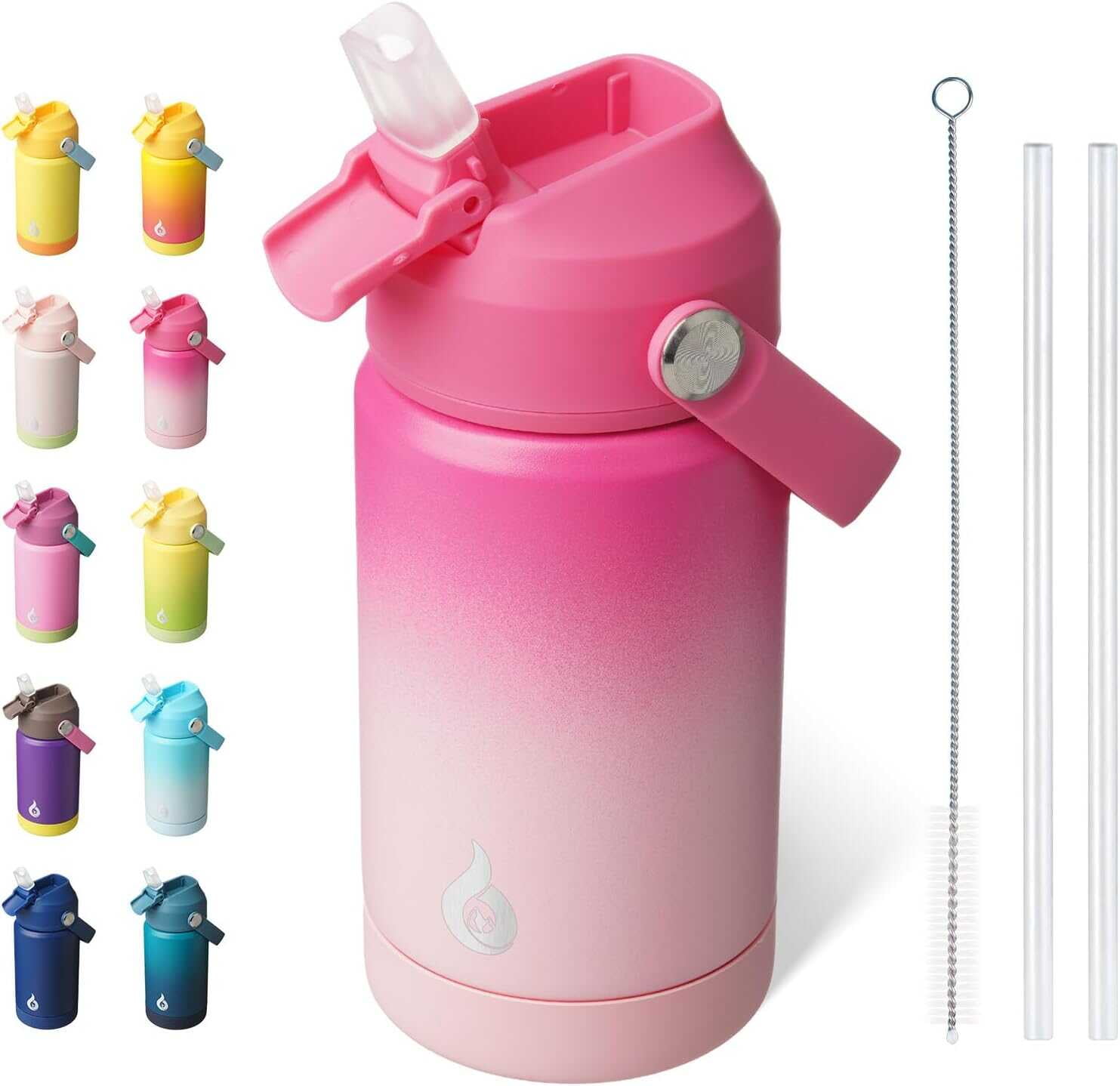 BJPKPK Insulated Bottle Straw Lid, 18oz Thermo Water Bottles with Soft ...