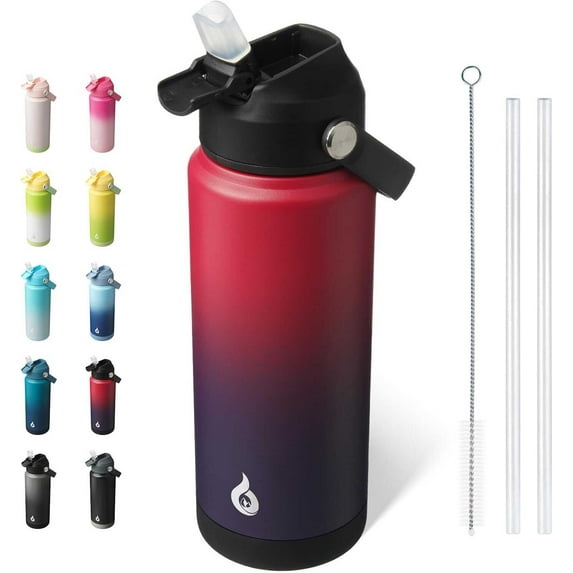 BJPKPK Insulated Bottle Straw Lid, 18oz Thermo Water Bottles with Soft ...