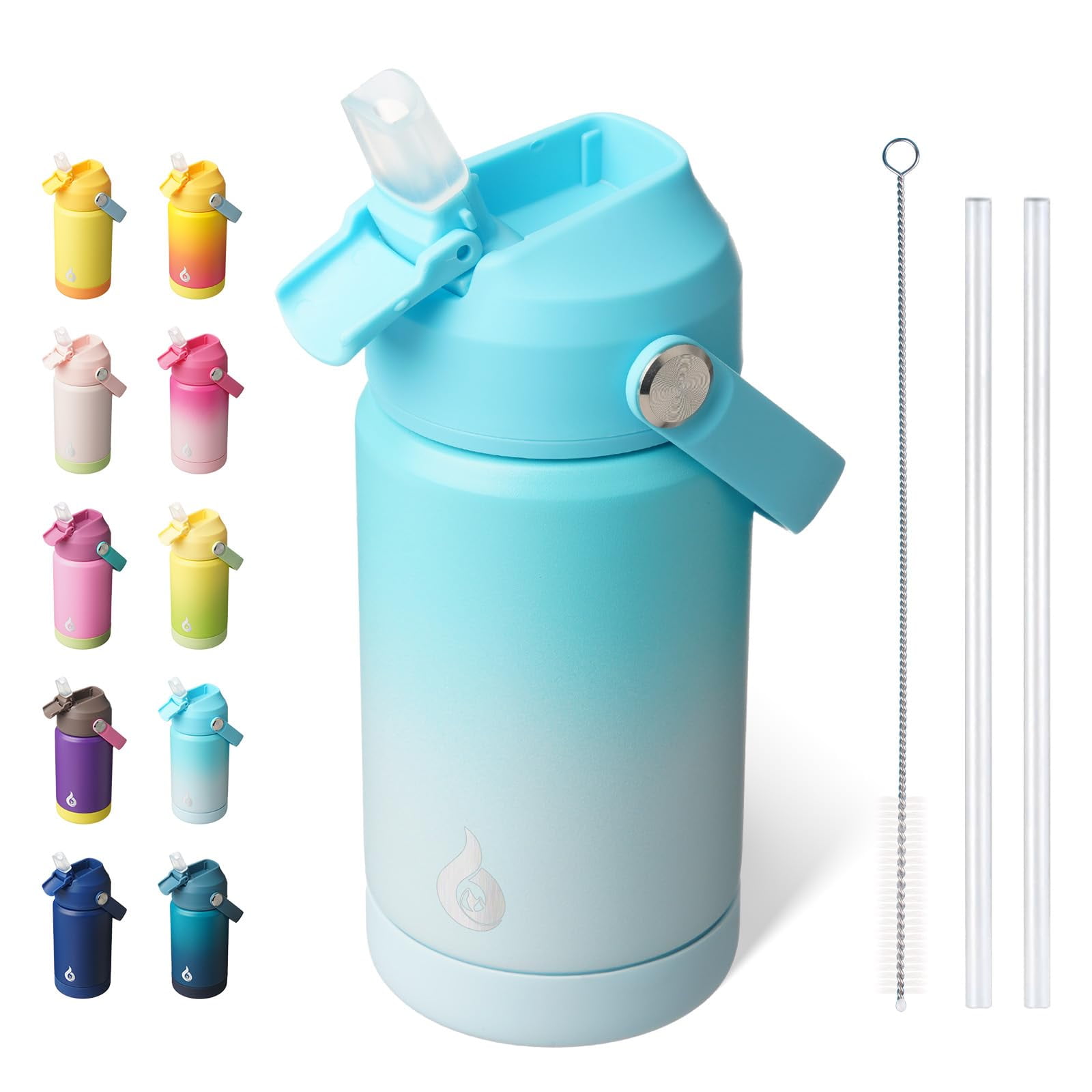 BJPKPK Insulated Water Bottle with Straw Lid, 12oz Thermos Water ...