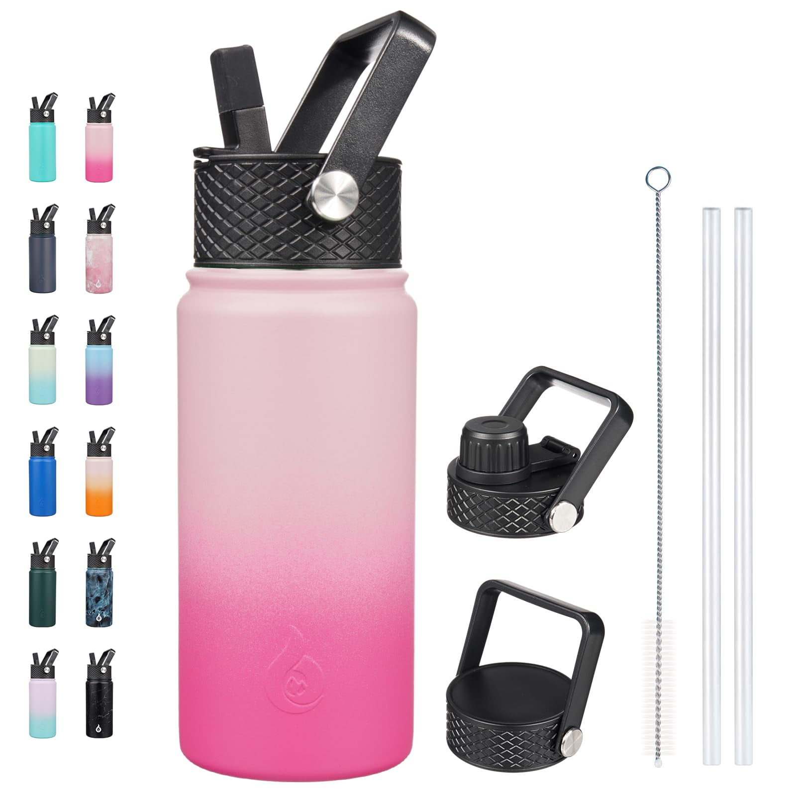 BJPKPK Insulated Water Bottles with Straw Lid, 18oz Stainless Steel ...